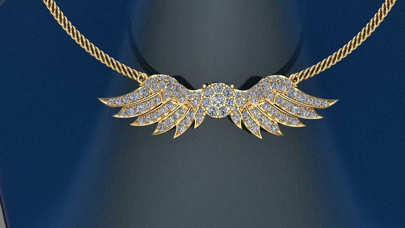Angel Wings Printable Necklace 3D print model 3D model 3D printable ...