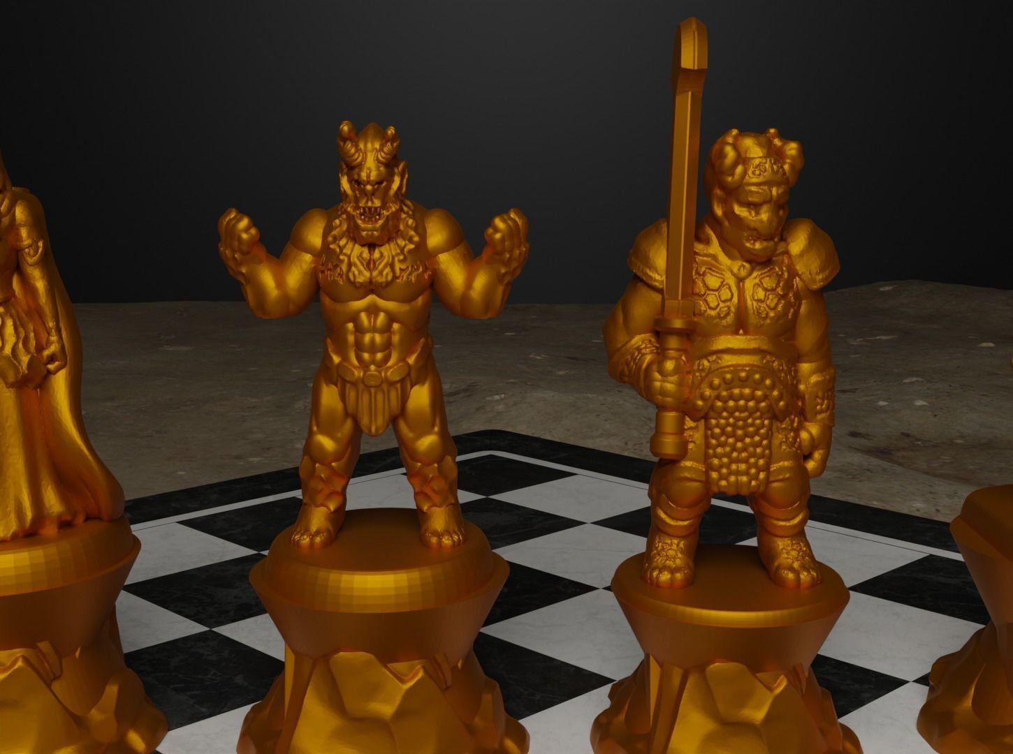 Troll Goblin Characters Chess Set - Different 6 Chess Pieces 3D model ...