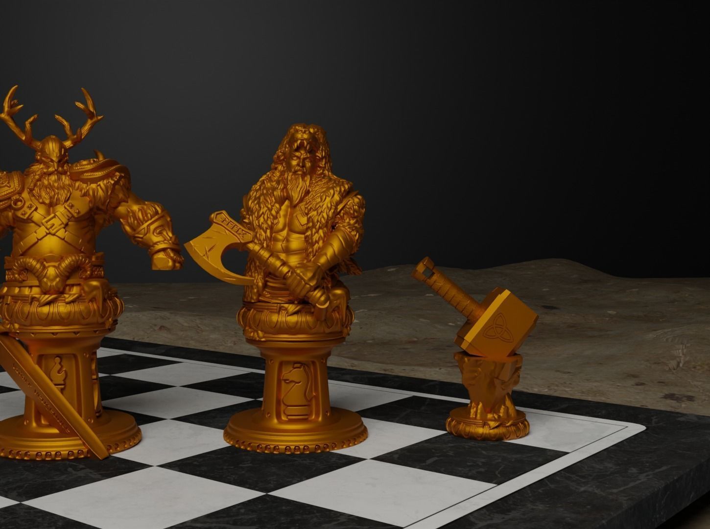 Medieval Viking Figure Chess Set - Viking Character 3D model 3D ...