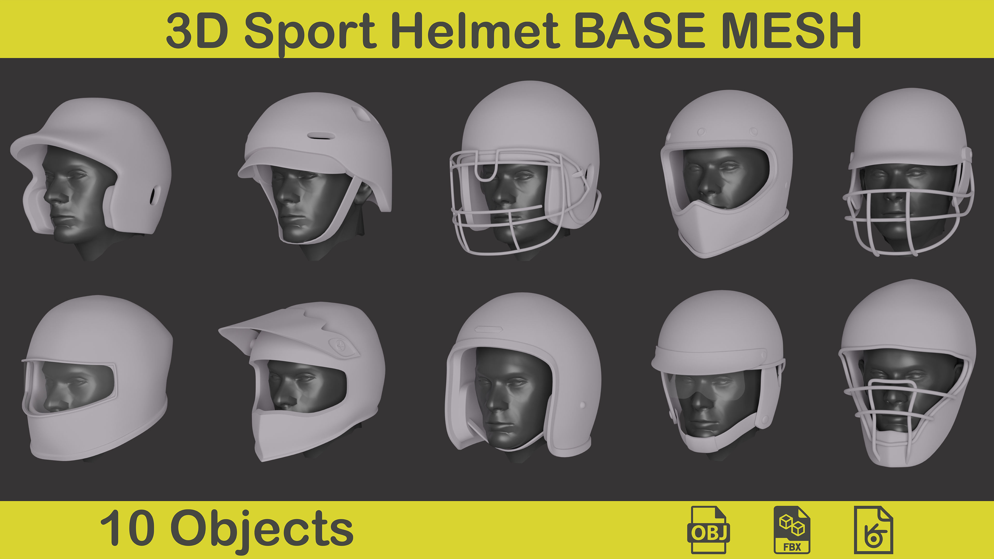 3D Sport Helmet Base Mesh 3D model | CGTrader