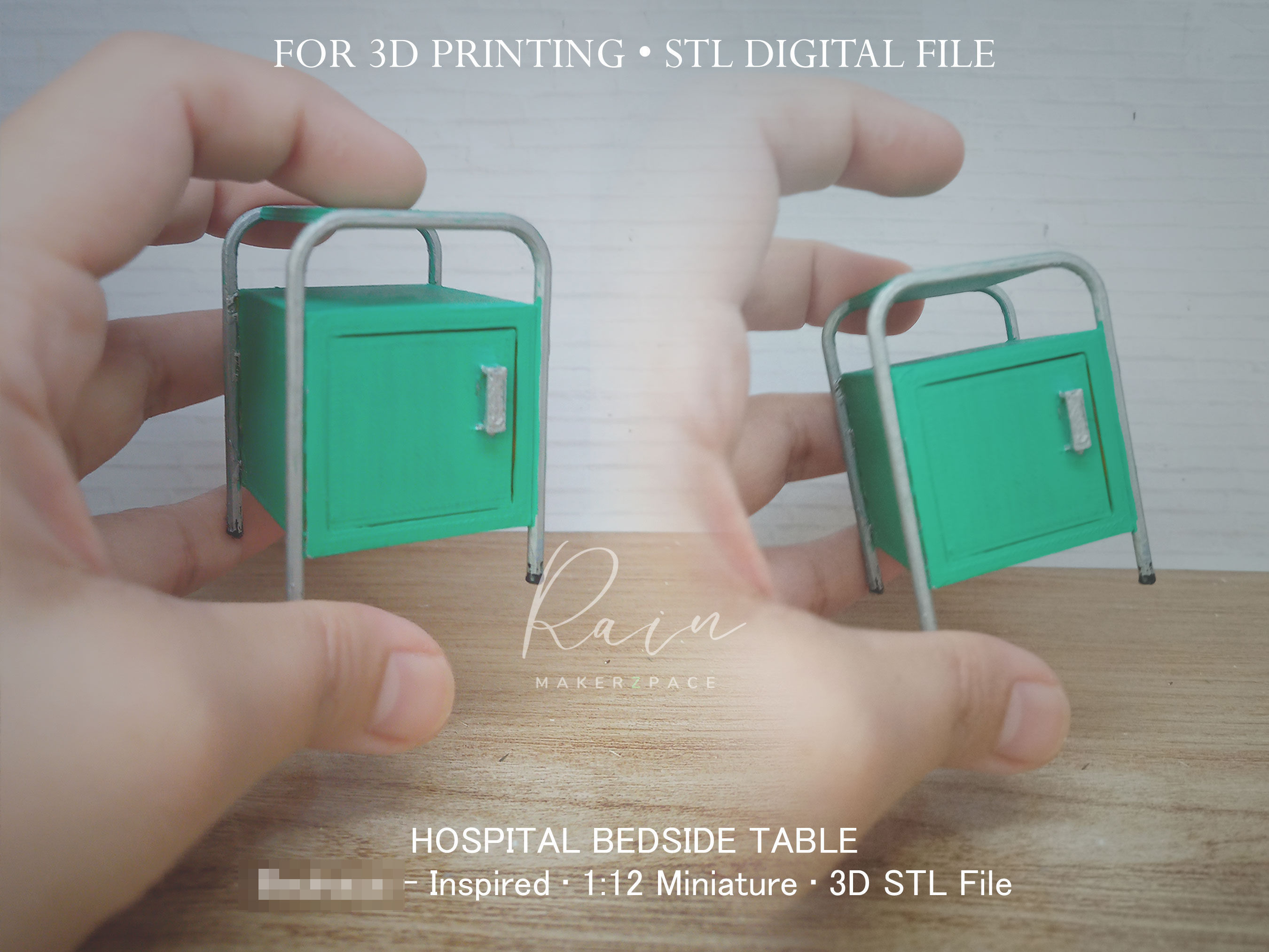 Miniature Hospital Bedside Table 3D model 3D printable | CGTrader