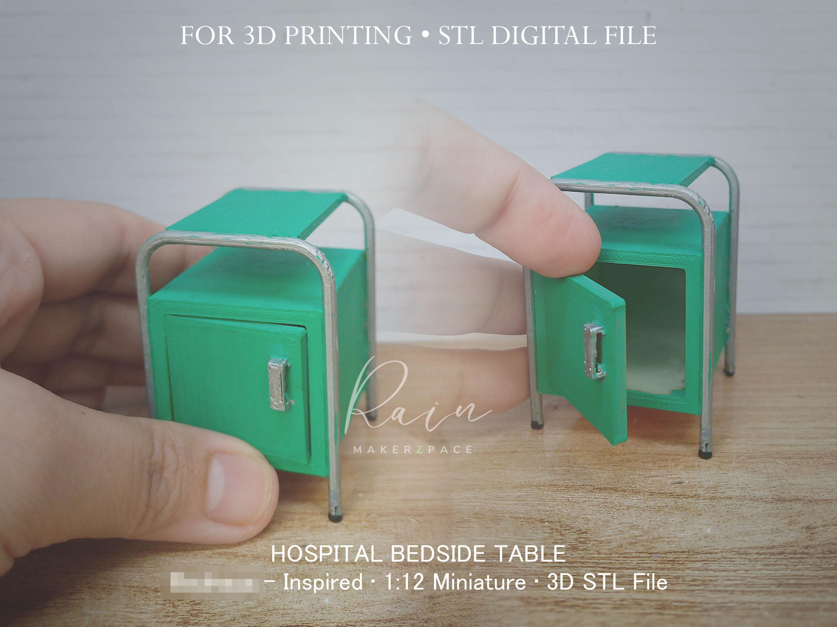 Miniature Hospital Bedside Table 3D model 3D printable | CGTrader