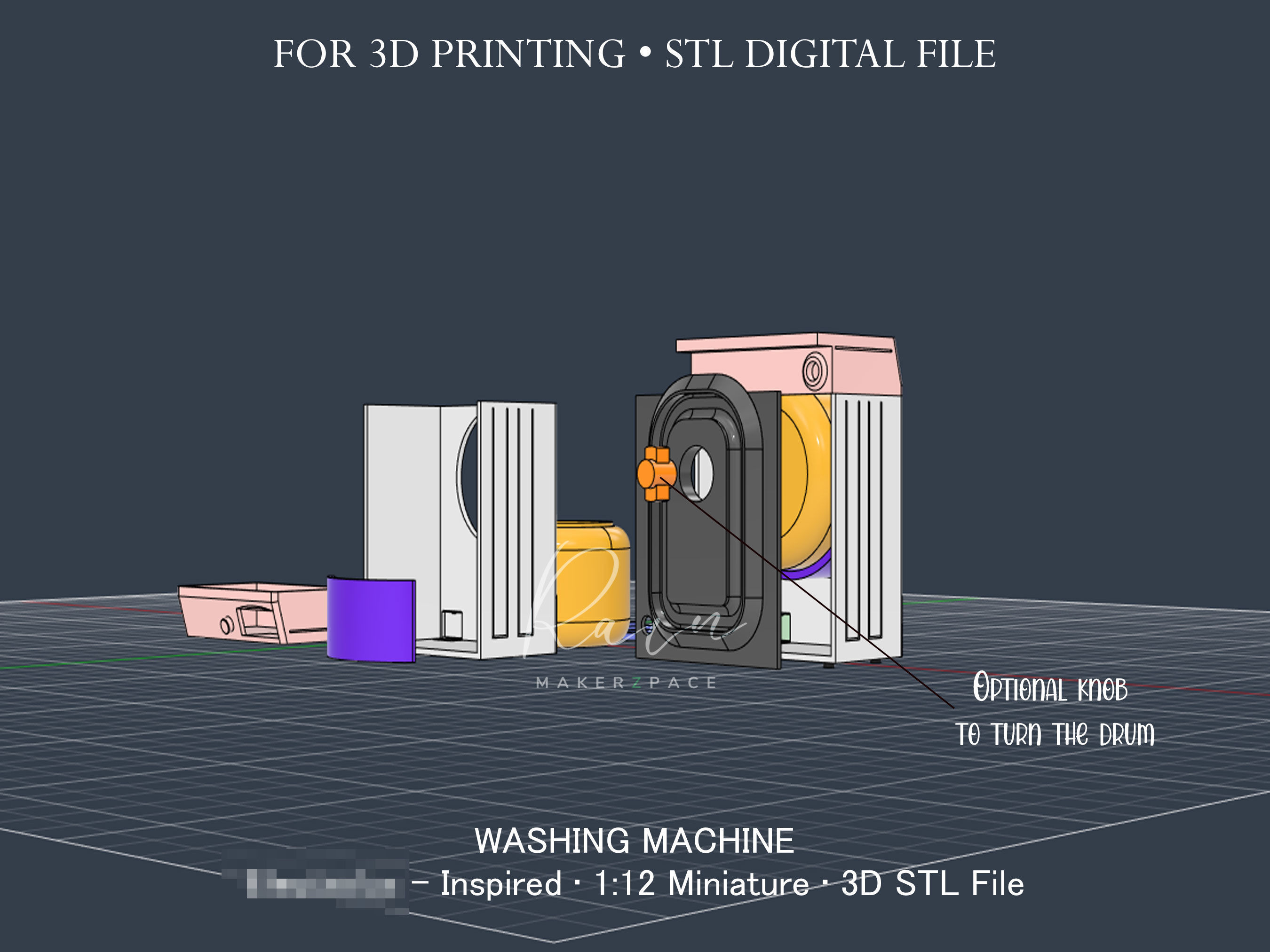 Miniature Frontload Washing Machine 3D model 3D printable | CGTrader