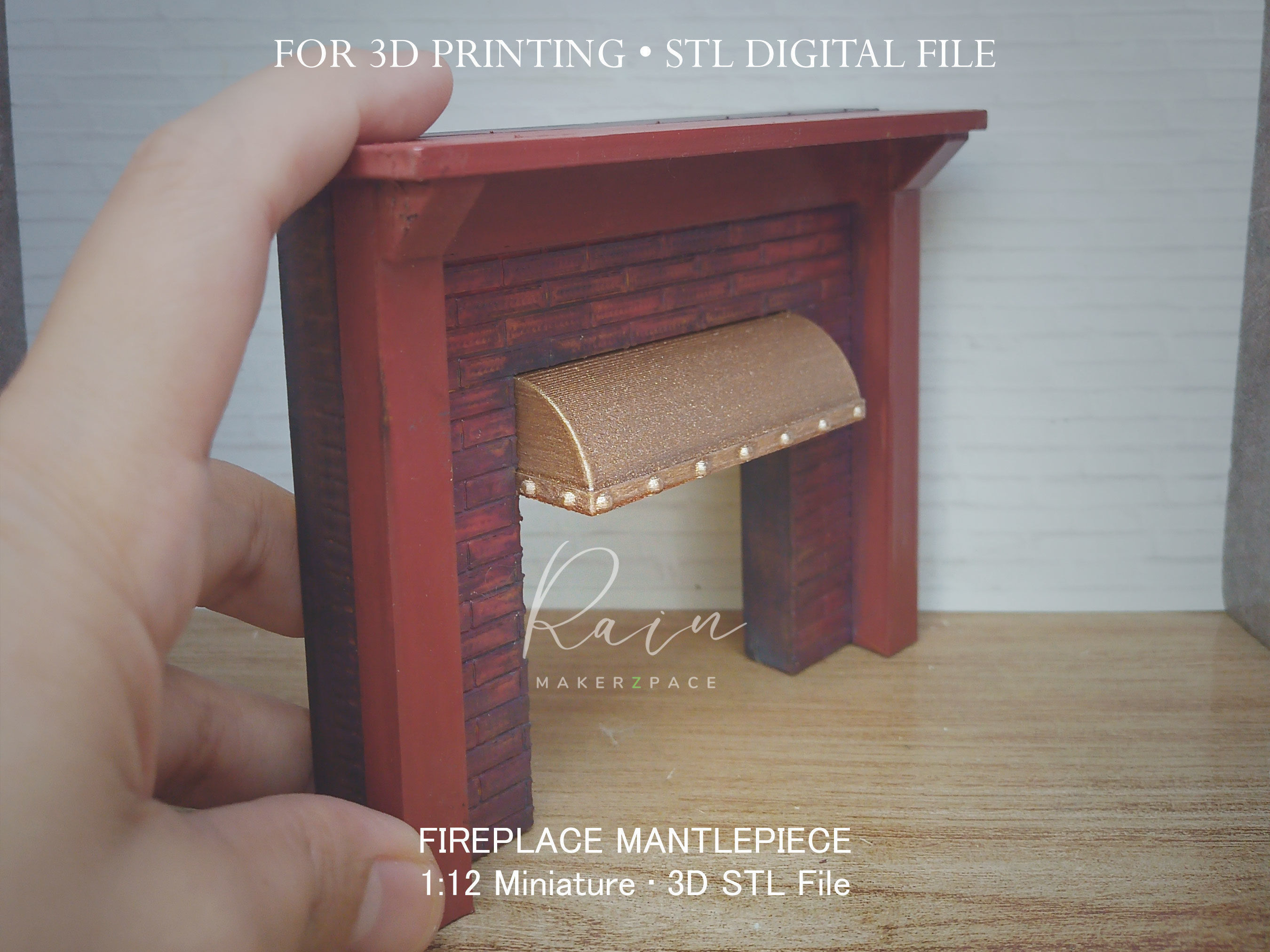 Miniature Fireplace Mantle 3D model 3D printable | CGTrader