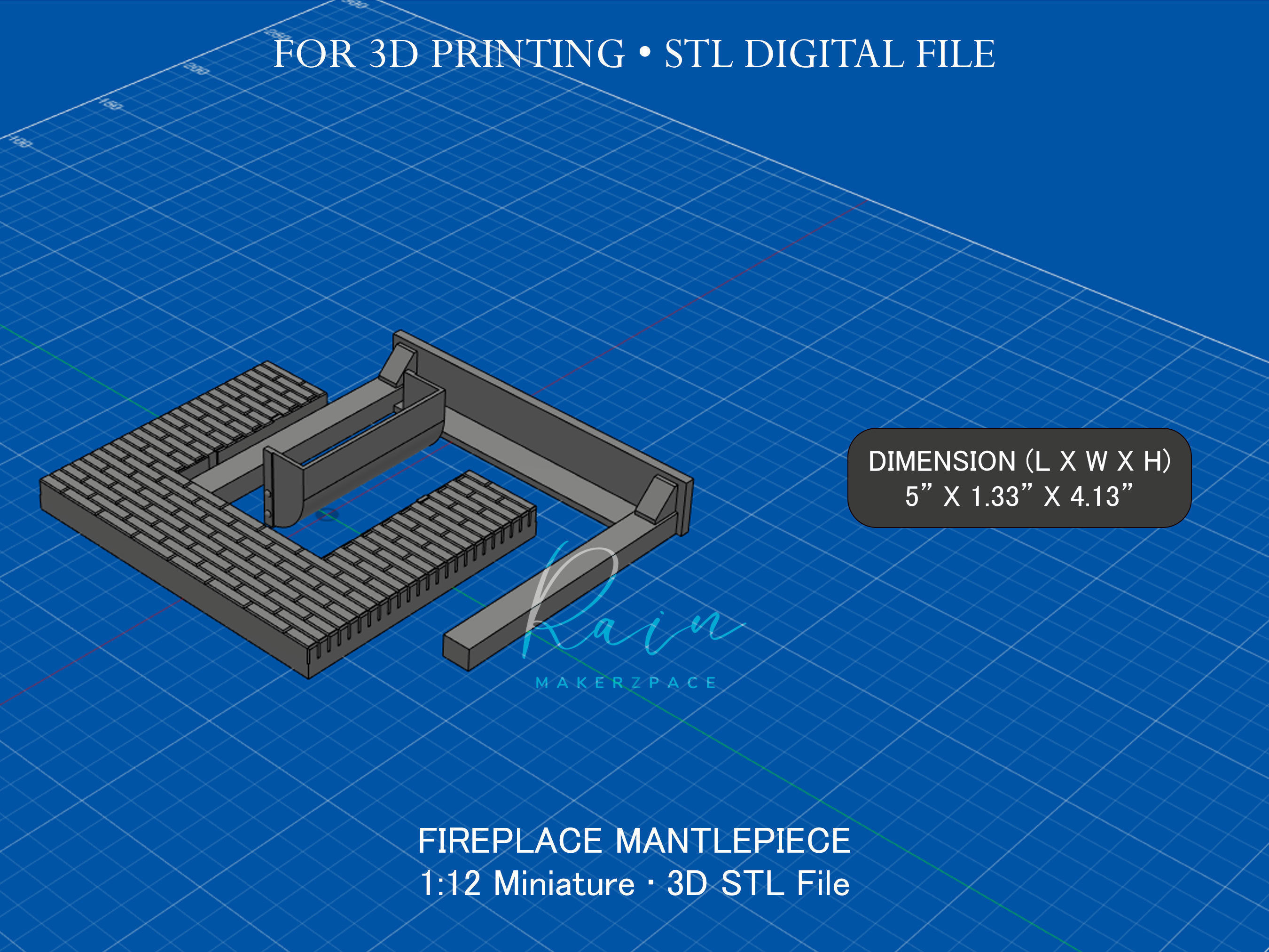 Miniature Fireplace Mantle 3D model 3D printable | CGTrader
