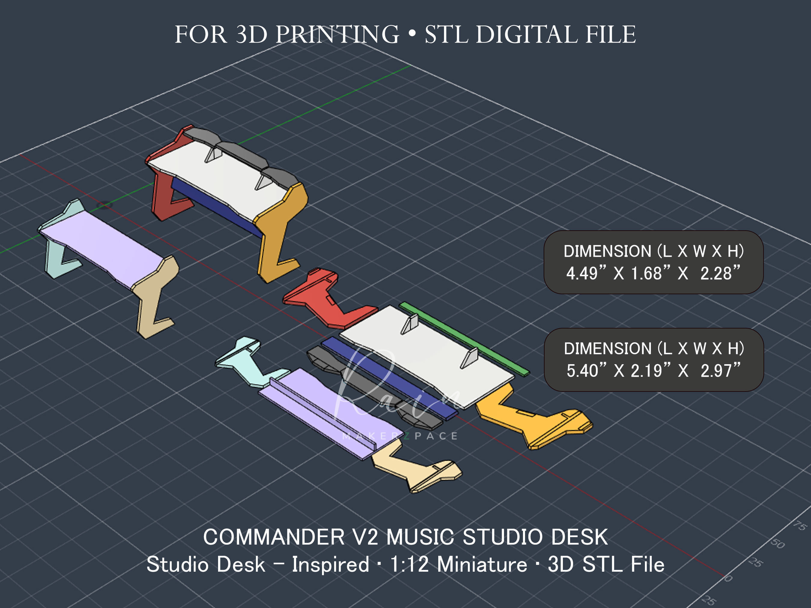 Commander V2 Music Studio Desk 3D model 3D printable | CGTrader