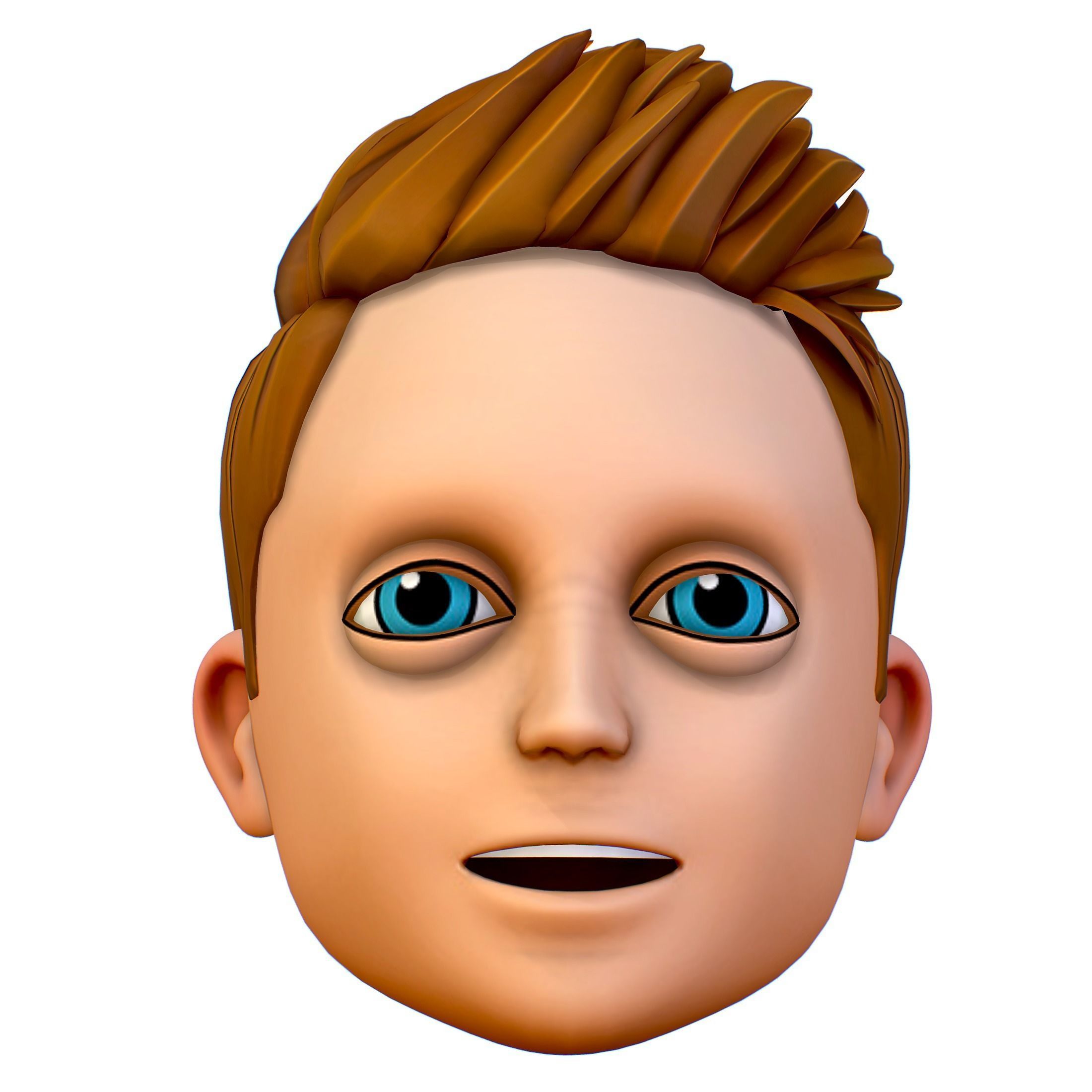 Short Hairstyle Cartoon Young Man Boy Head Icon 3D model 3D model ...