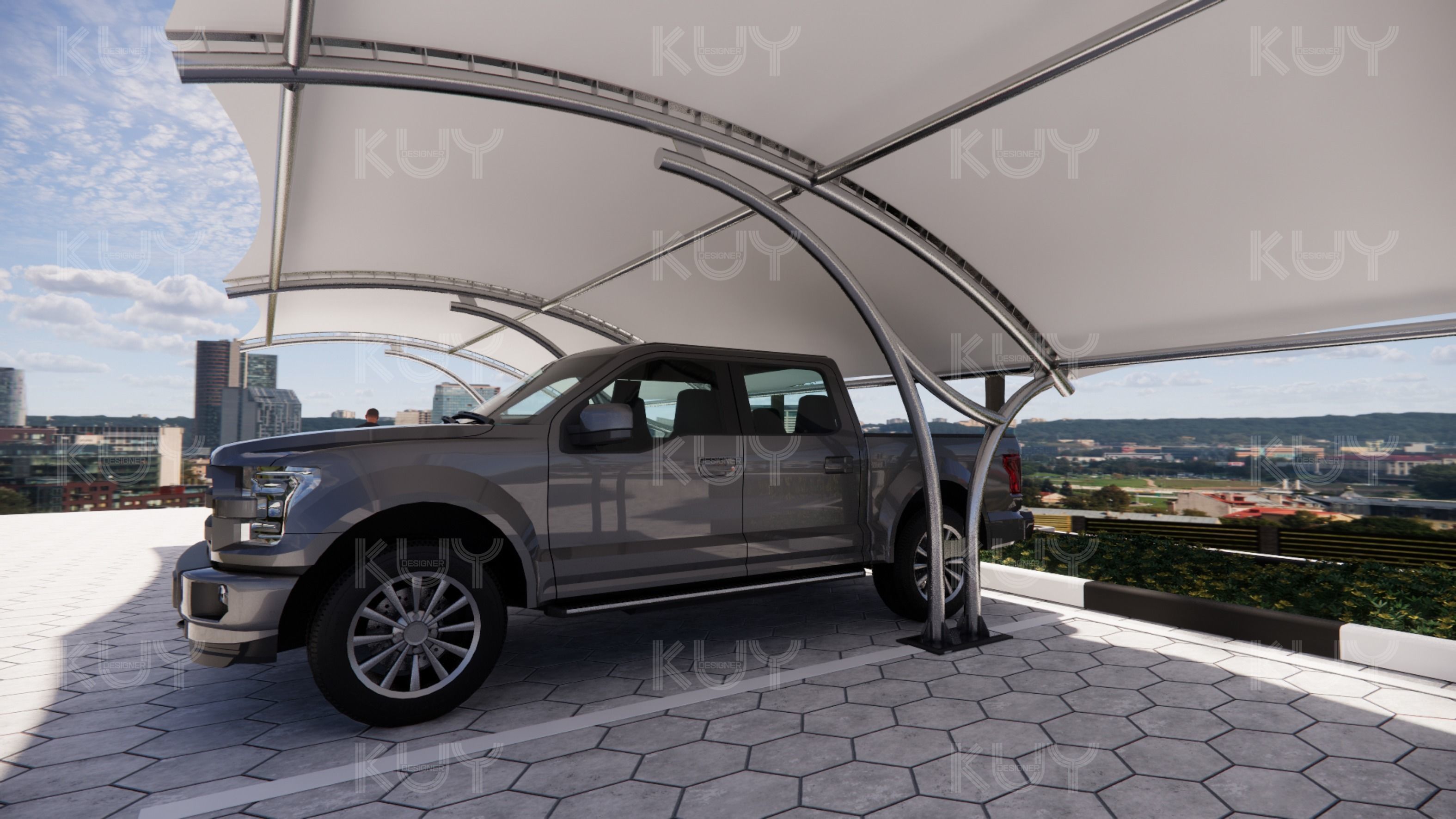 Roof structure for car parking and walkways 1 3D model | CGTrader
