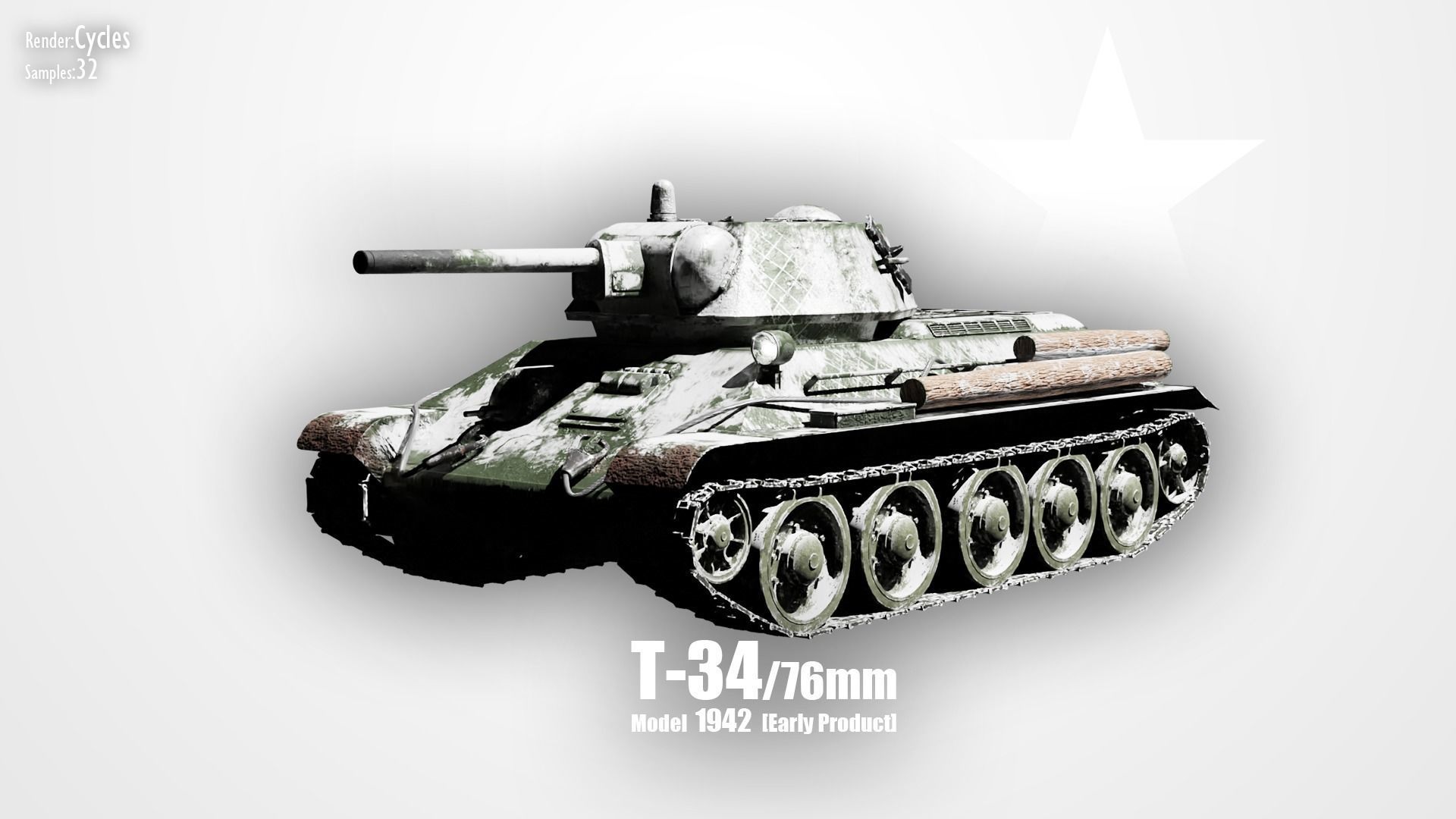 3D model T-34-76 - Soviet Medium Tank - Winter Livery - Model 1942 Early VR / AR / low-poly ...