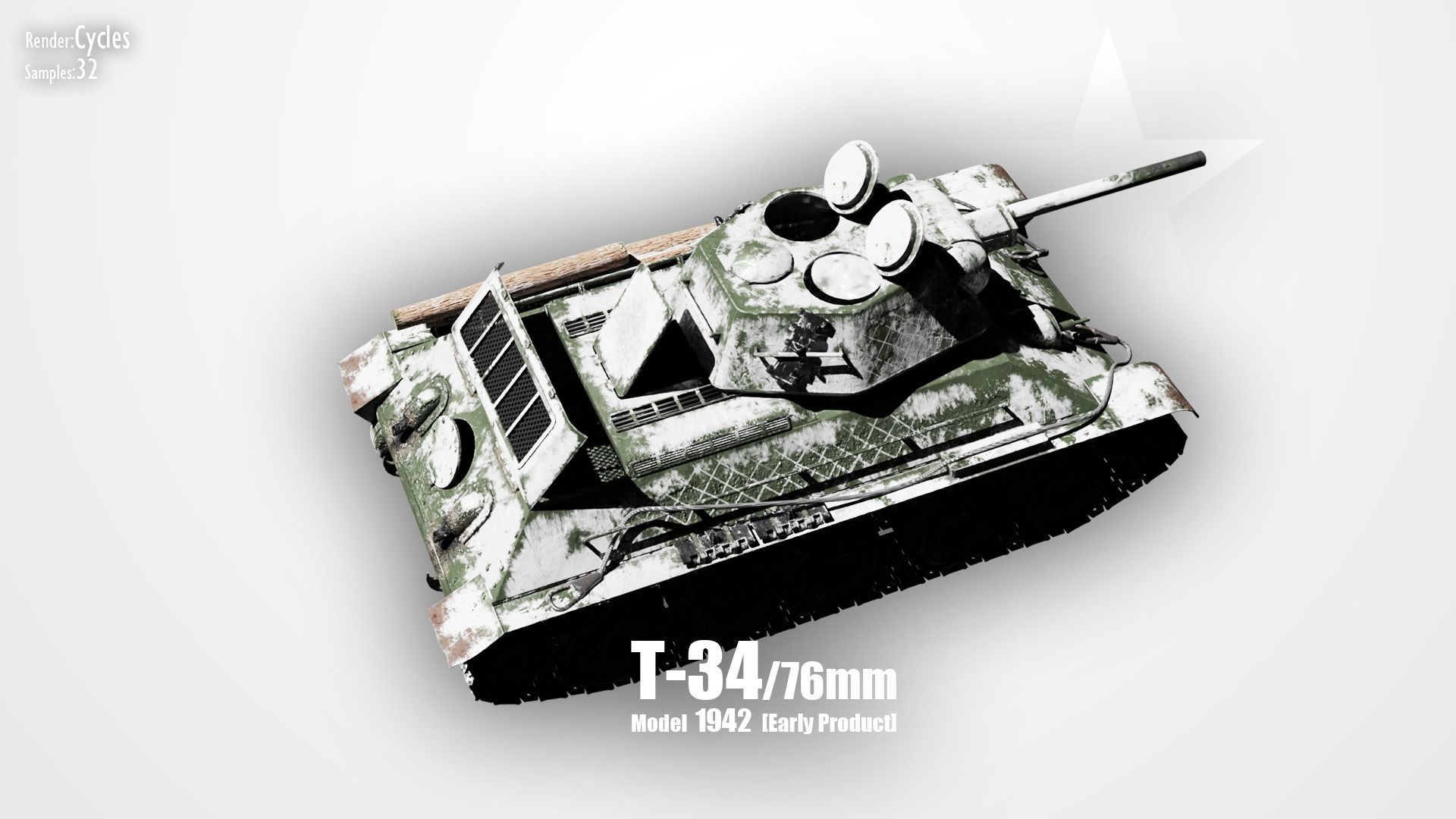 3D model T-34-76 - Soviet Medium Tank - Winter Livery - Model 1942 Early VR / AR / low-poly ...