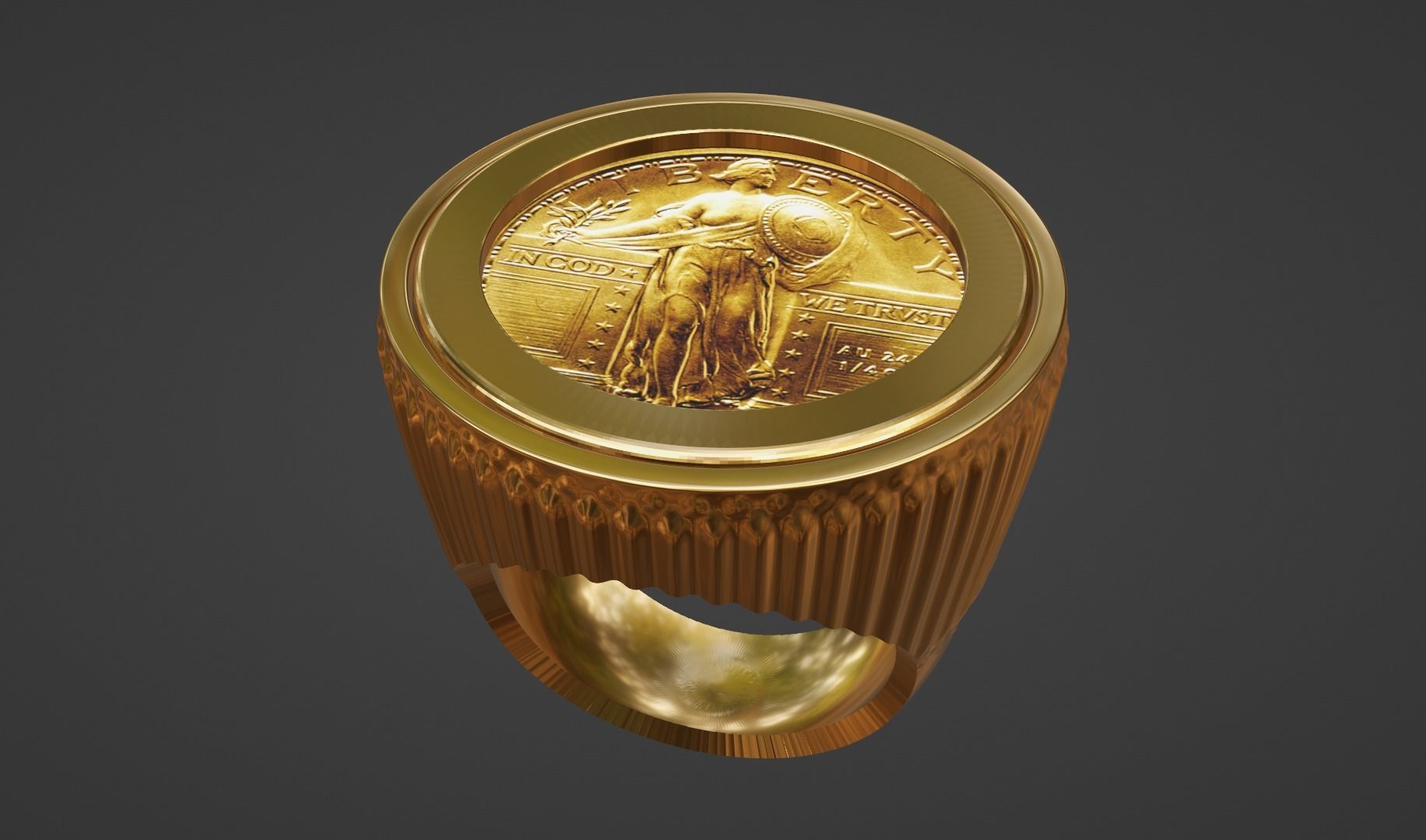 American gold eagle full sovereign coin ring frame mount 3D model 3D ...