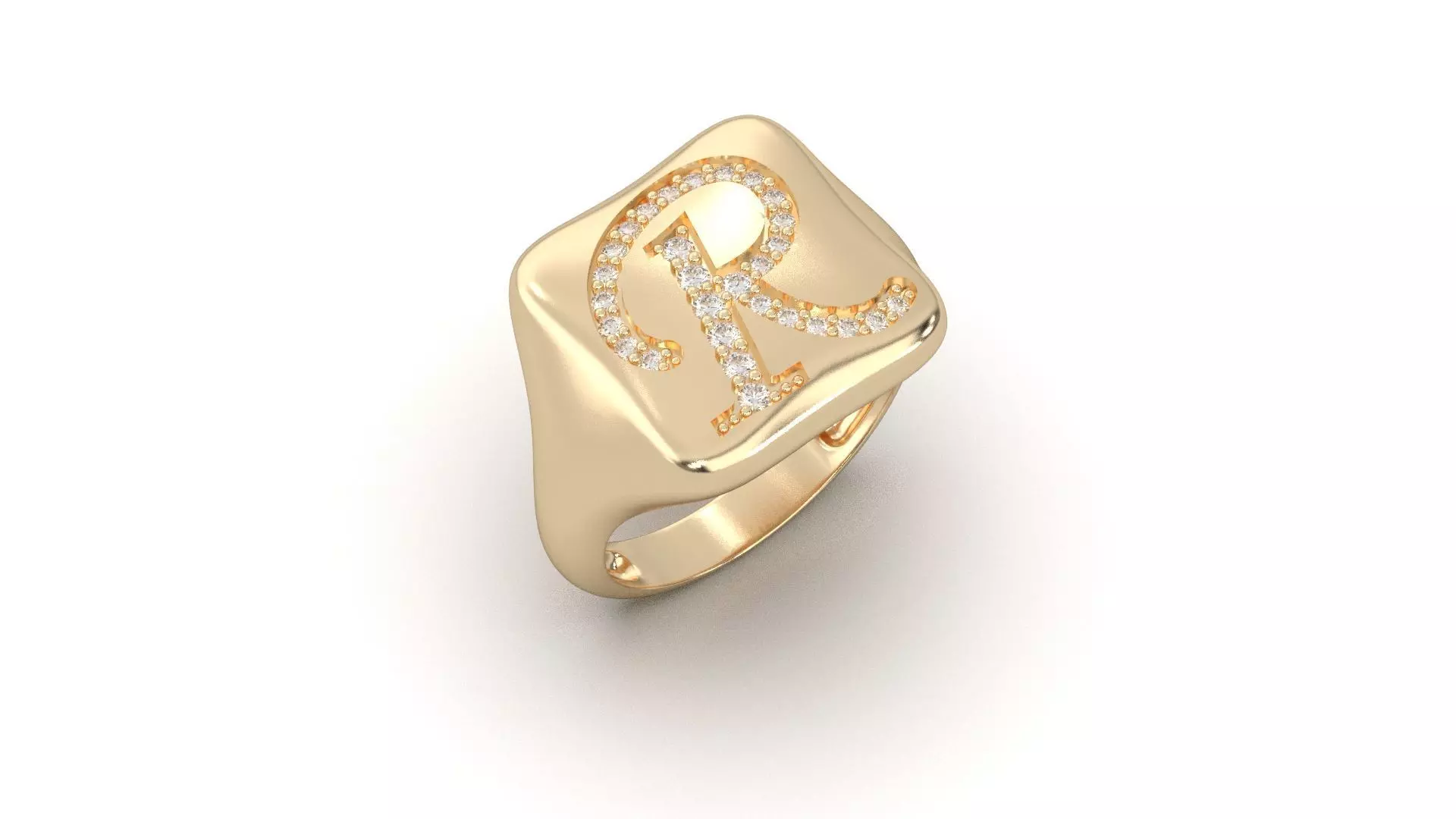 R monogram small finger ring chevalier 3D model 3D printable | CGTrader