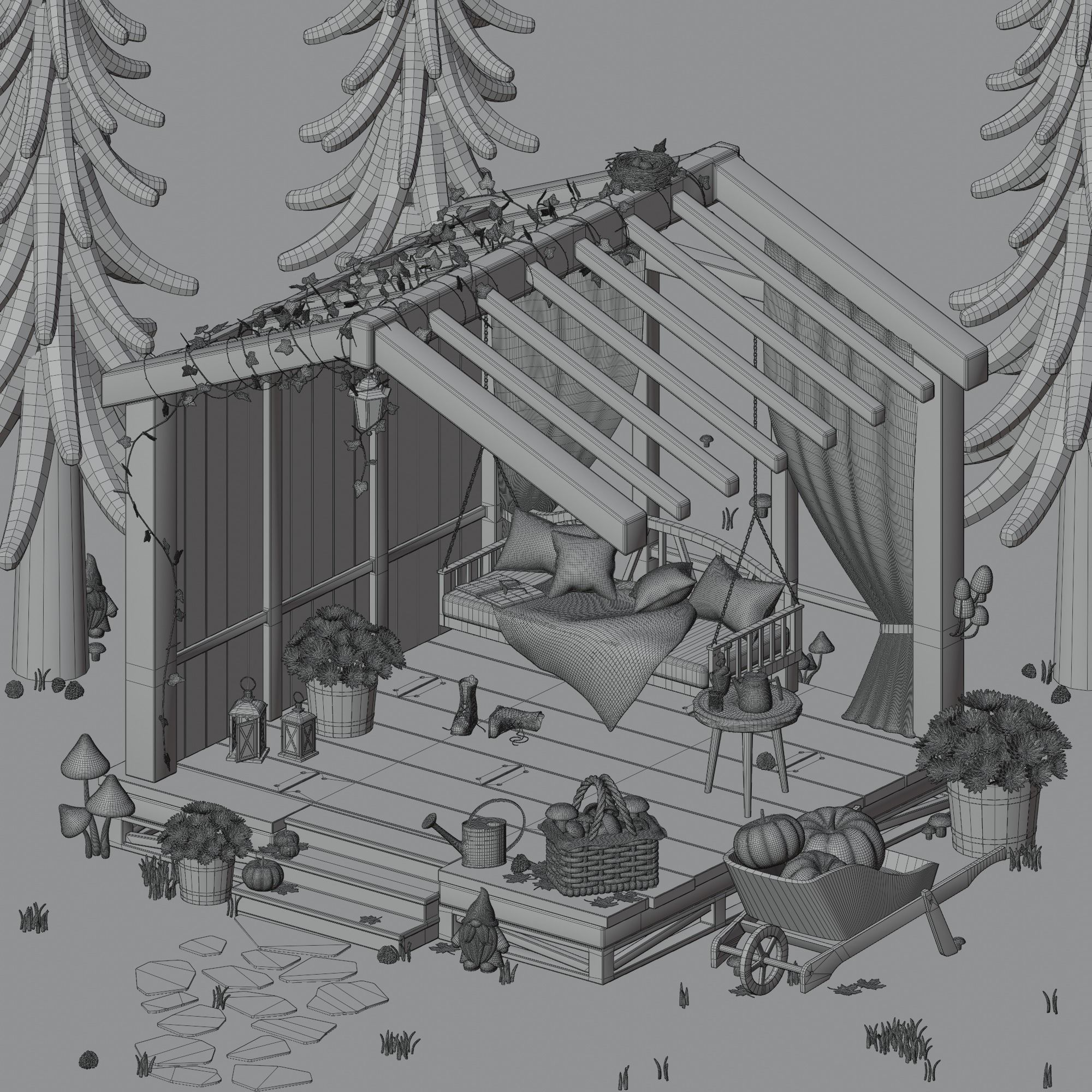 Fall terrace 3D model | CGTrader