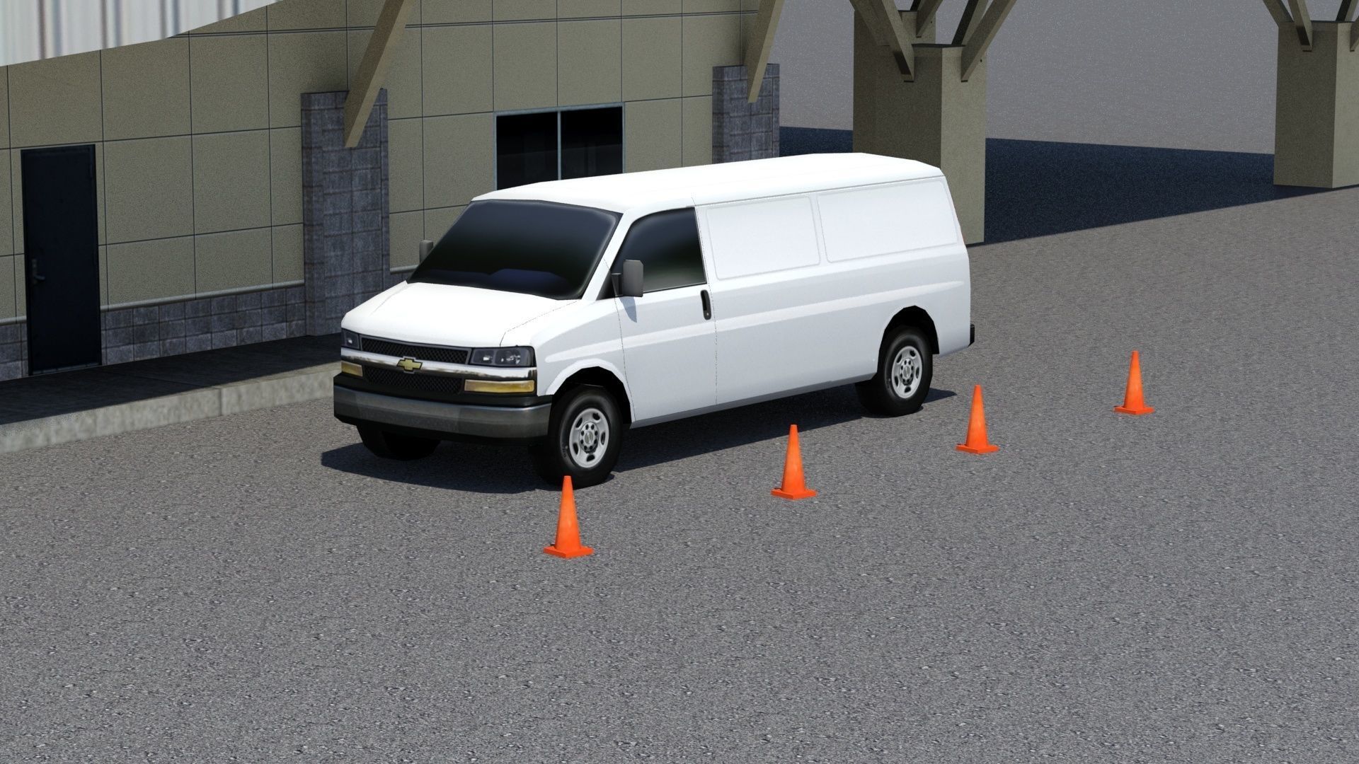 3D model Chevy Van Express Static Low Poly Parking lot VR / AR / low ...