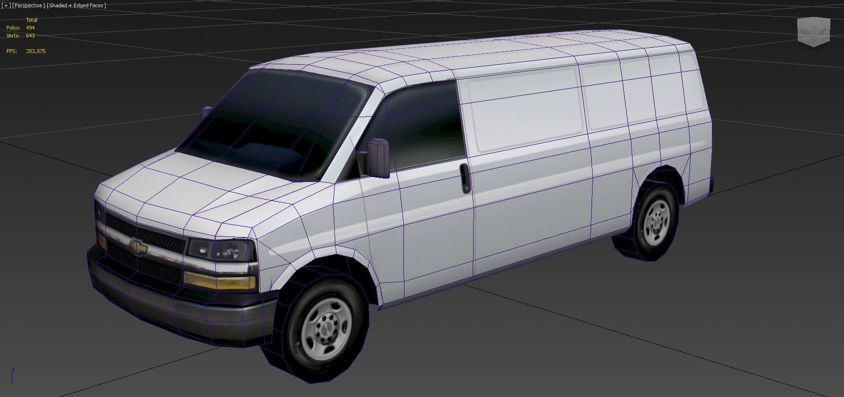 3D model Chevy Van Express Static Low Poly Parking lot VR / AR / low ...
