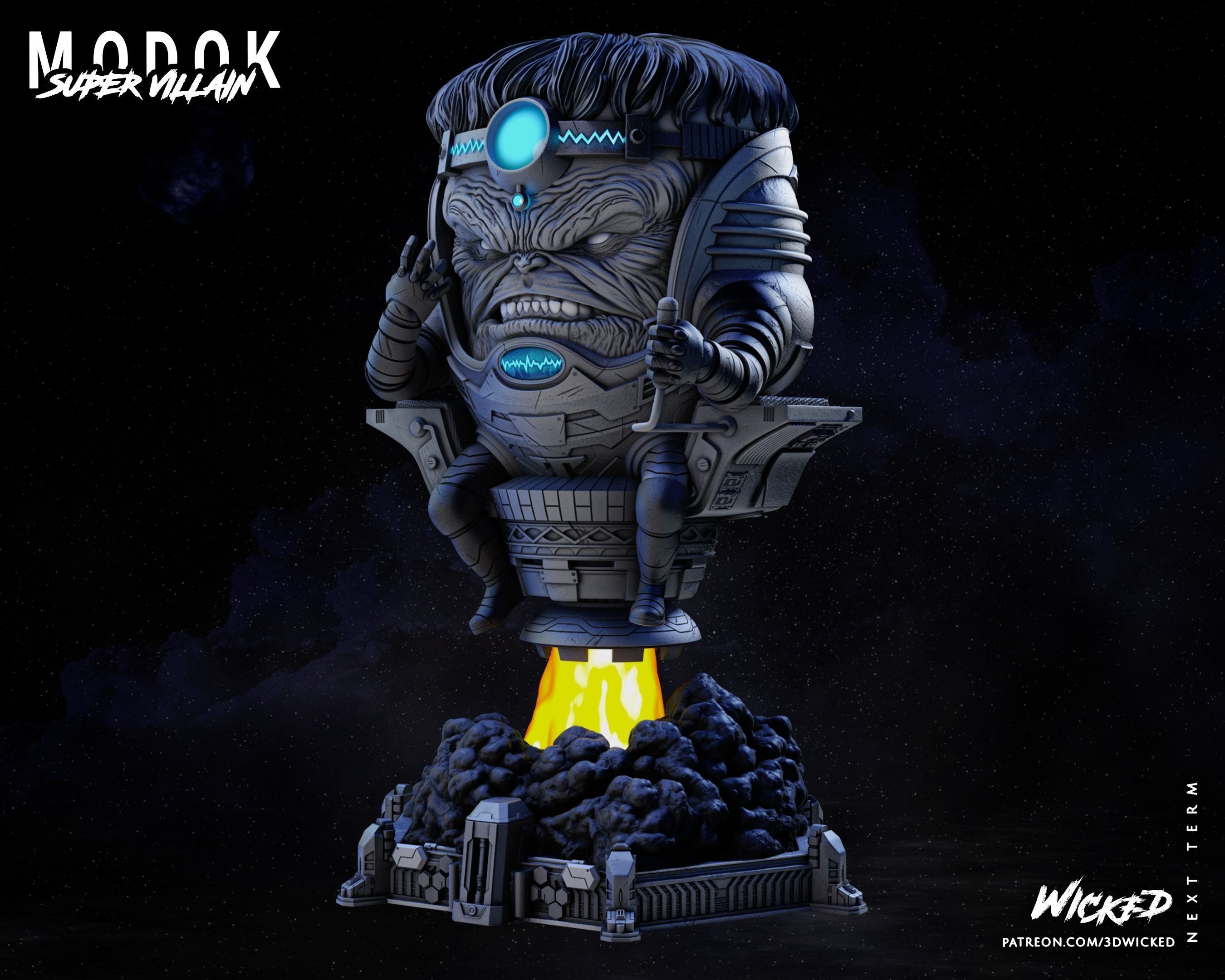 Wicked MODOK Sculpture Tested for 3d printing 3D model 3D printable ...