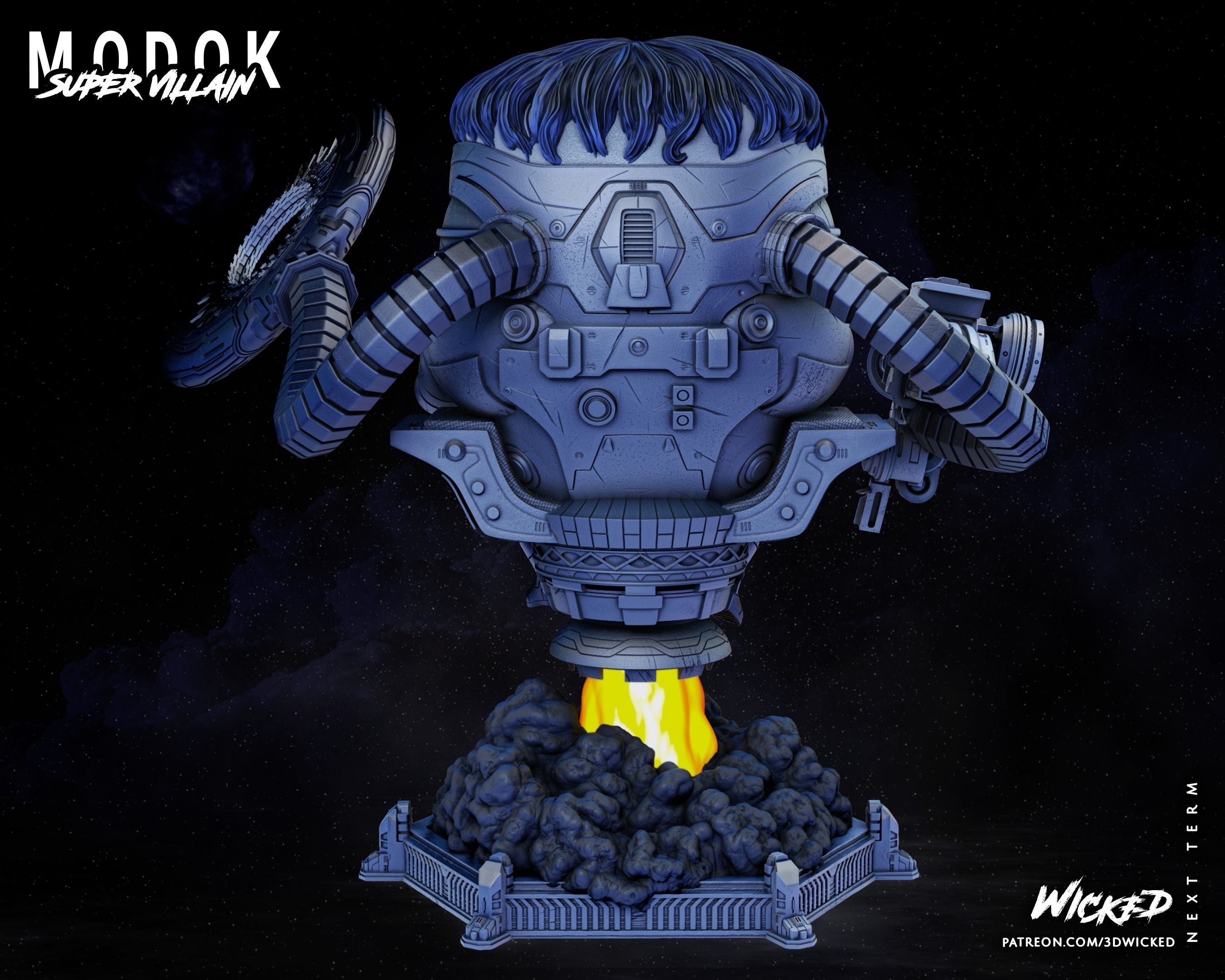 Wicked MODOK Sculpture Tested for 3d printing 3D model 3D printable ...