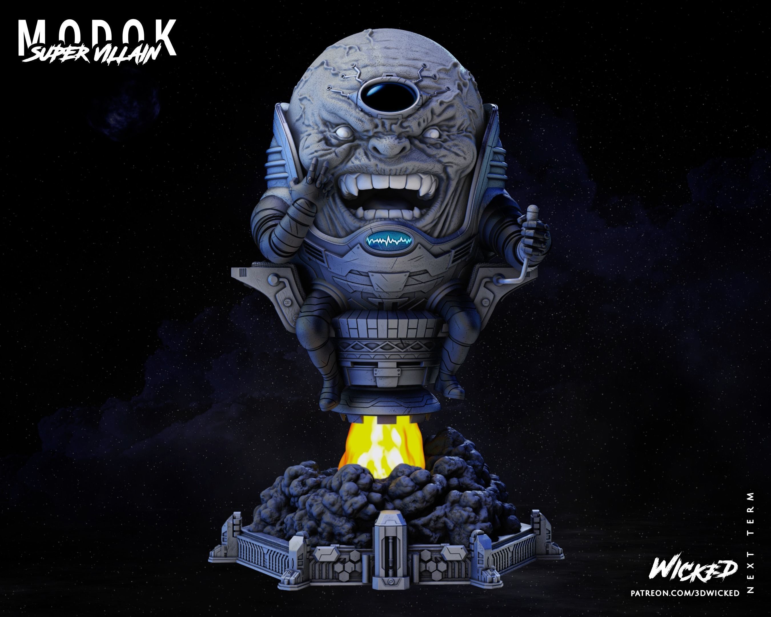 Wicked MODOK Sculpture Tested for 3d printing 3D model 3D printable ...