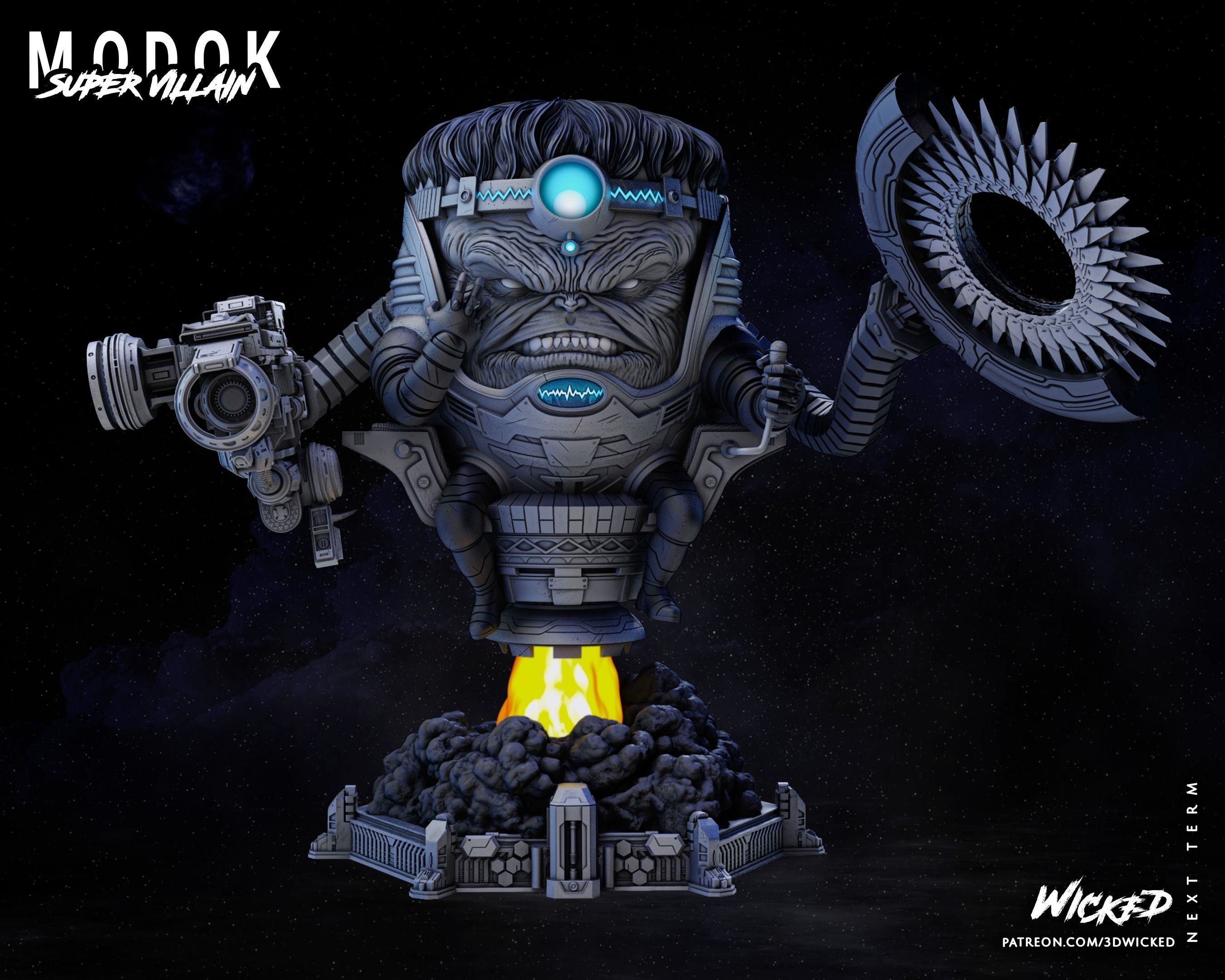 Wicked MODOK Sculpture Tested for 3d printing 3D model 3D printable ...