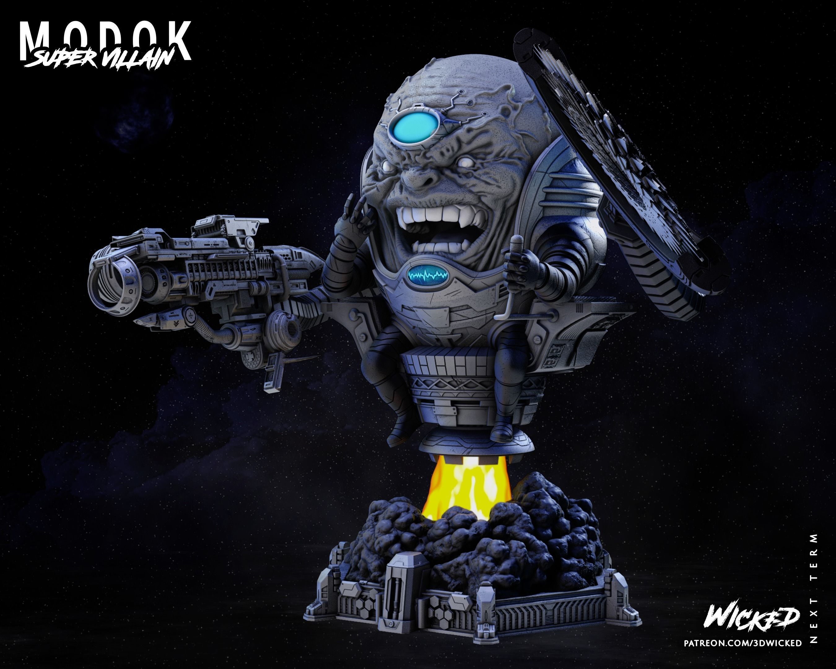 Wicked MODOK Sculpture Tested for 3d printing 3D model 3D printable ...
