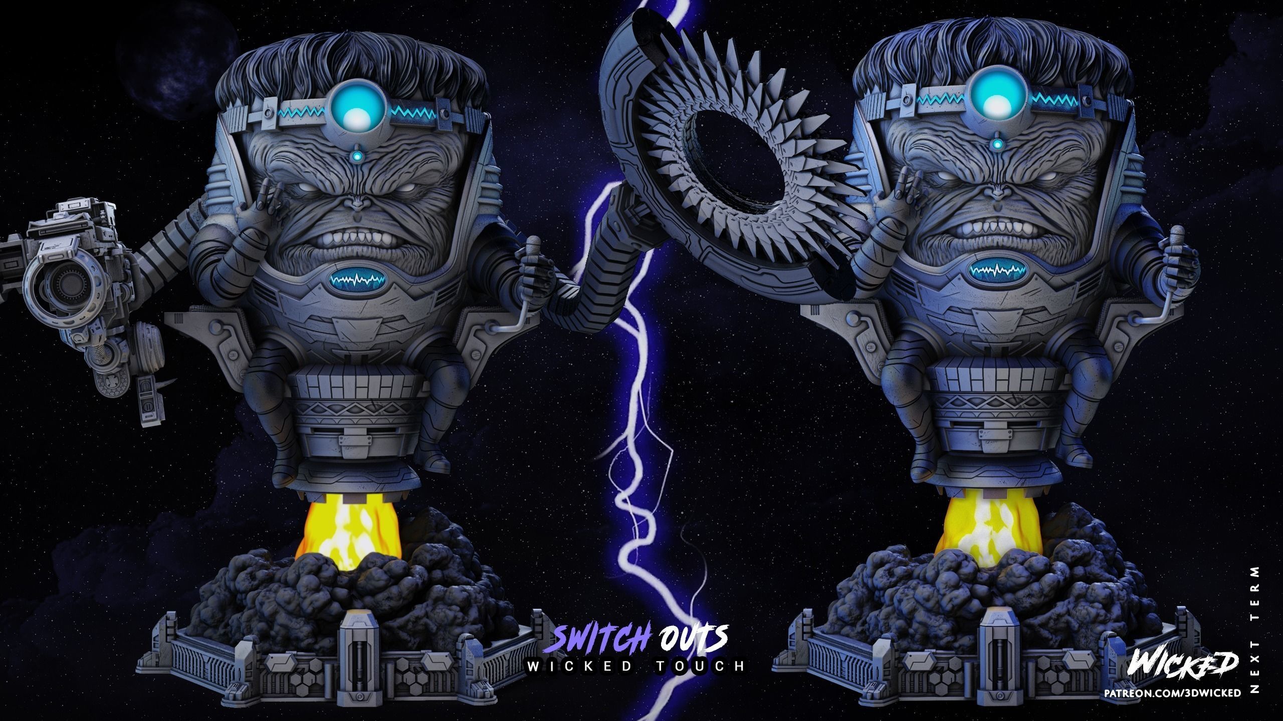 Wicked MODOK Sculpture Tested for 3d printing 3D model 3D printable ...