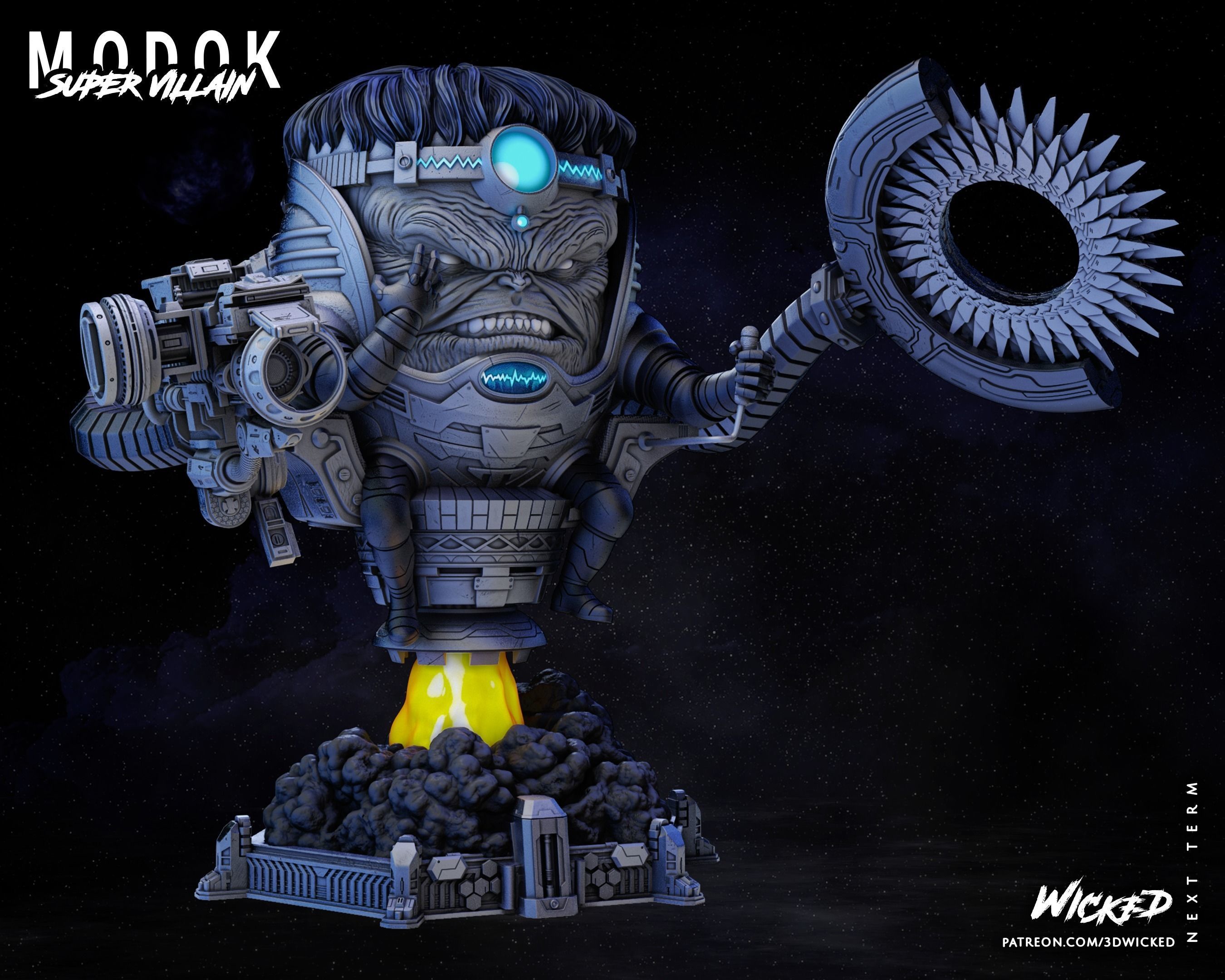 Wicked MODOK Sculpture Tested for 3d printing 3D model 3D printable ...