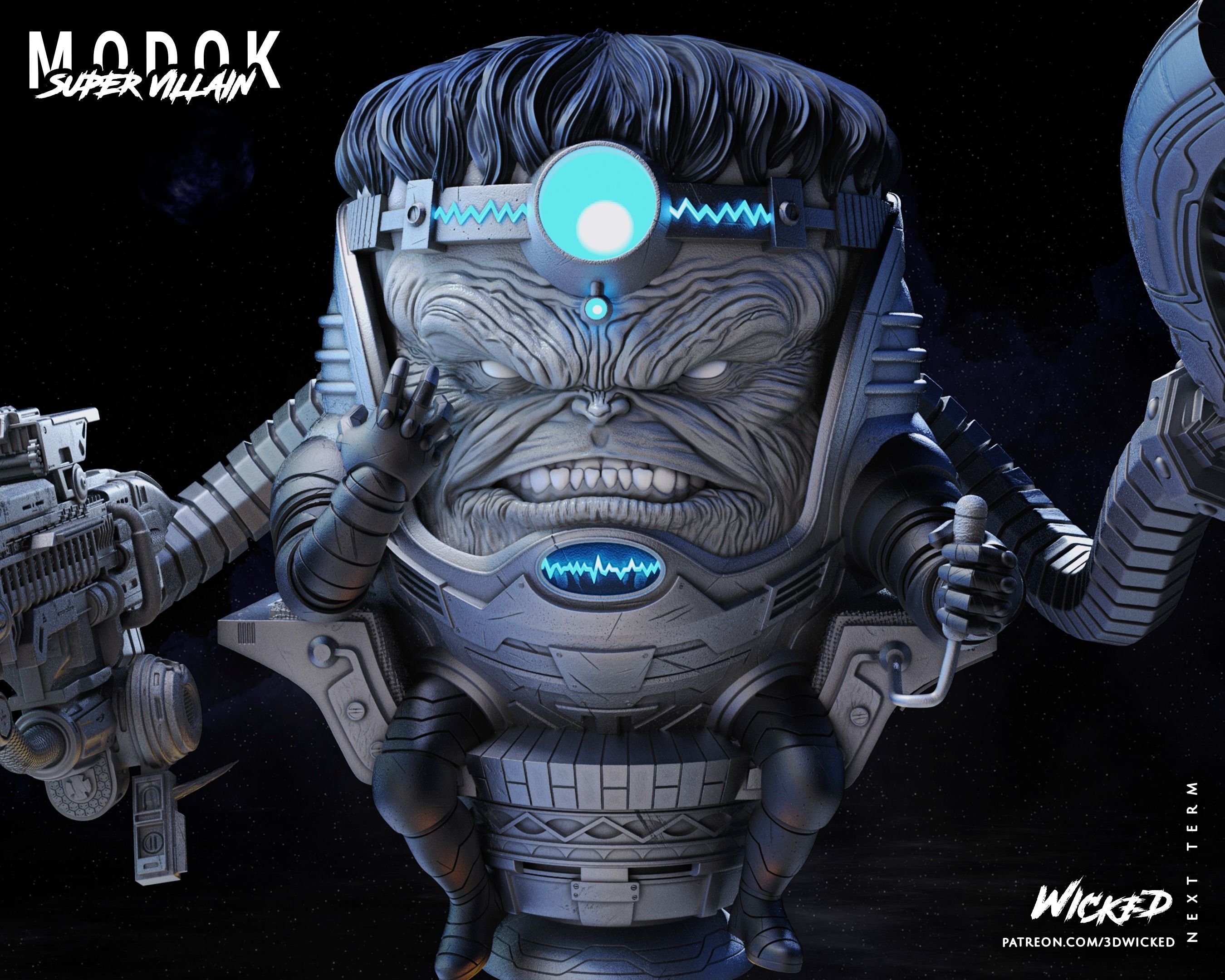 Wicked MODOK Sculpture Tested for 3d printing 3D model 3D printable ...