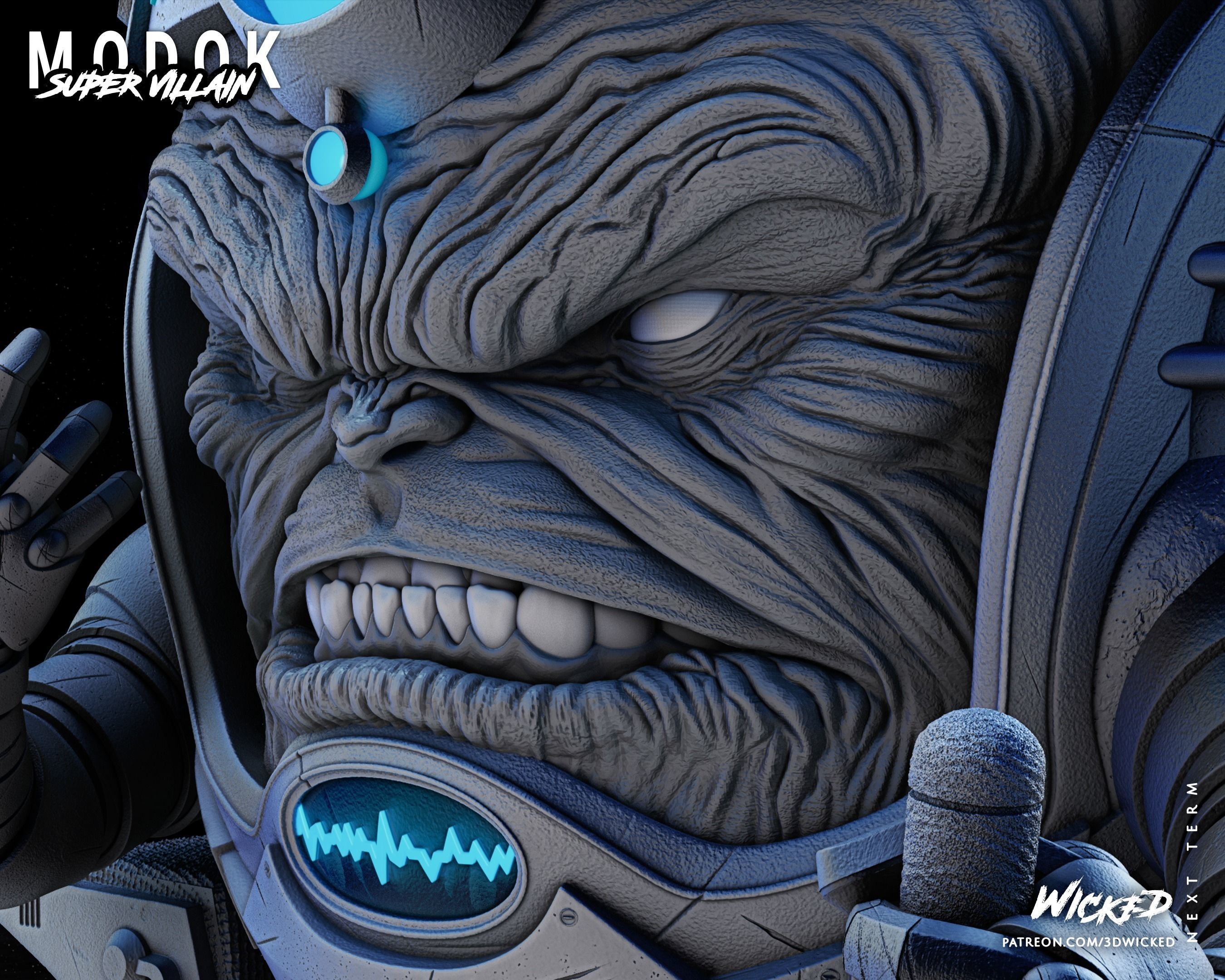 Wicked MODOK Sculpture Tested for 3d printing 3D model 3D printable ...