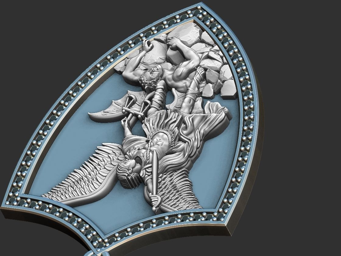 St Michael Archangel Sao Miguel Shield 3D model 3D printable | CGTrader