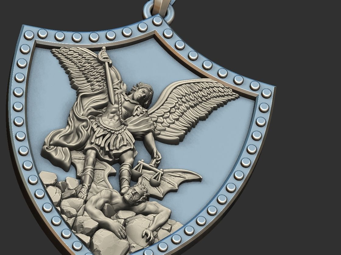 St Michael Archangel Sao Miguel Shield 3D model 3D printable | CGTrader