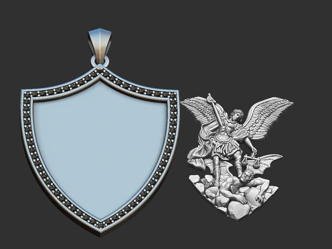 St Michael Archangel Sao Miguel Shield 3D model 3D printable | CGTrader