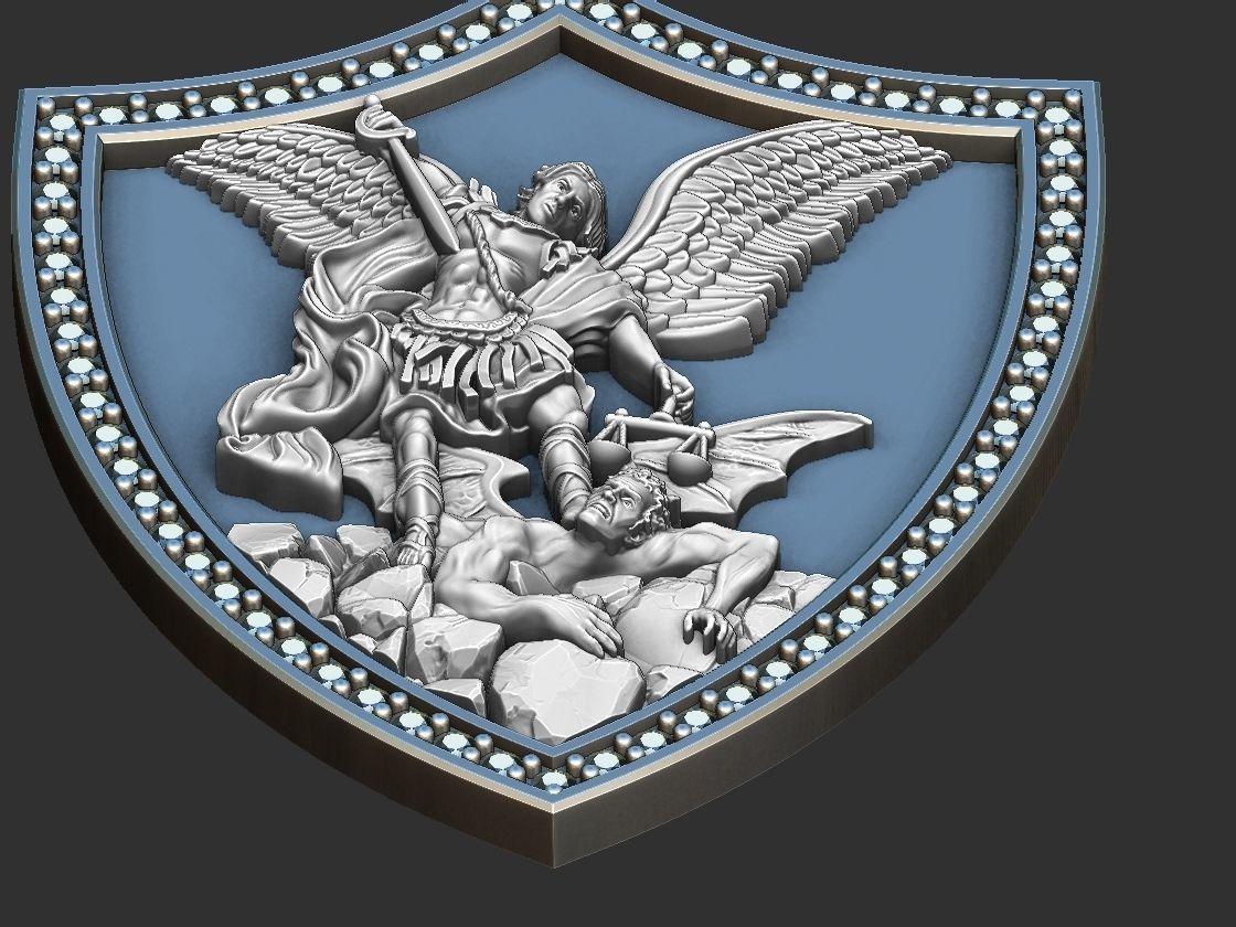 St Michael Archangel Sao Miguel Shield 3D model 3D printable | CGTrader