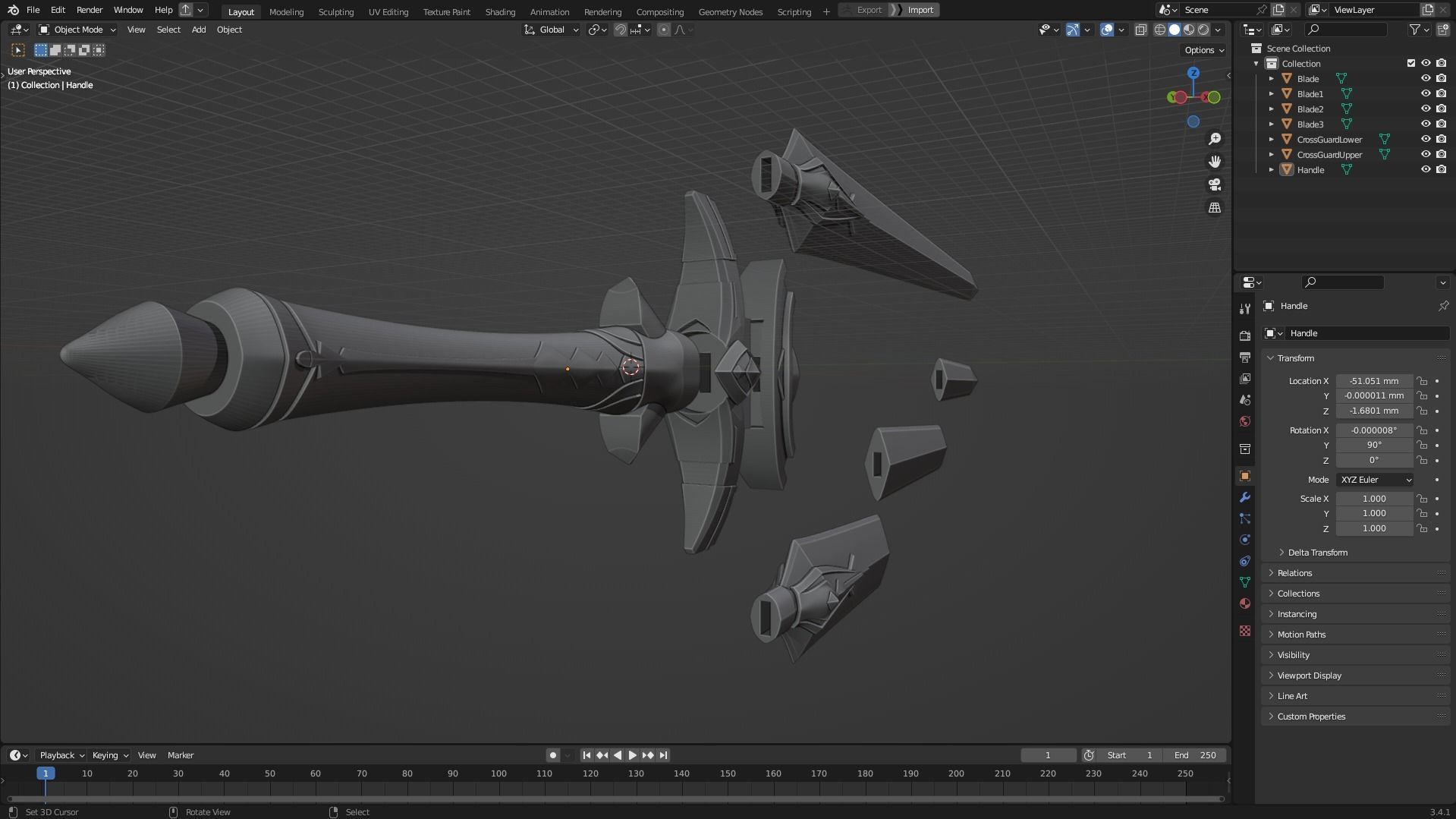 Genshin Impact Hardbinger of Dawn Sword for Cosplay 3D model 3D ...