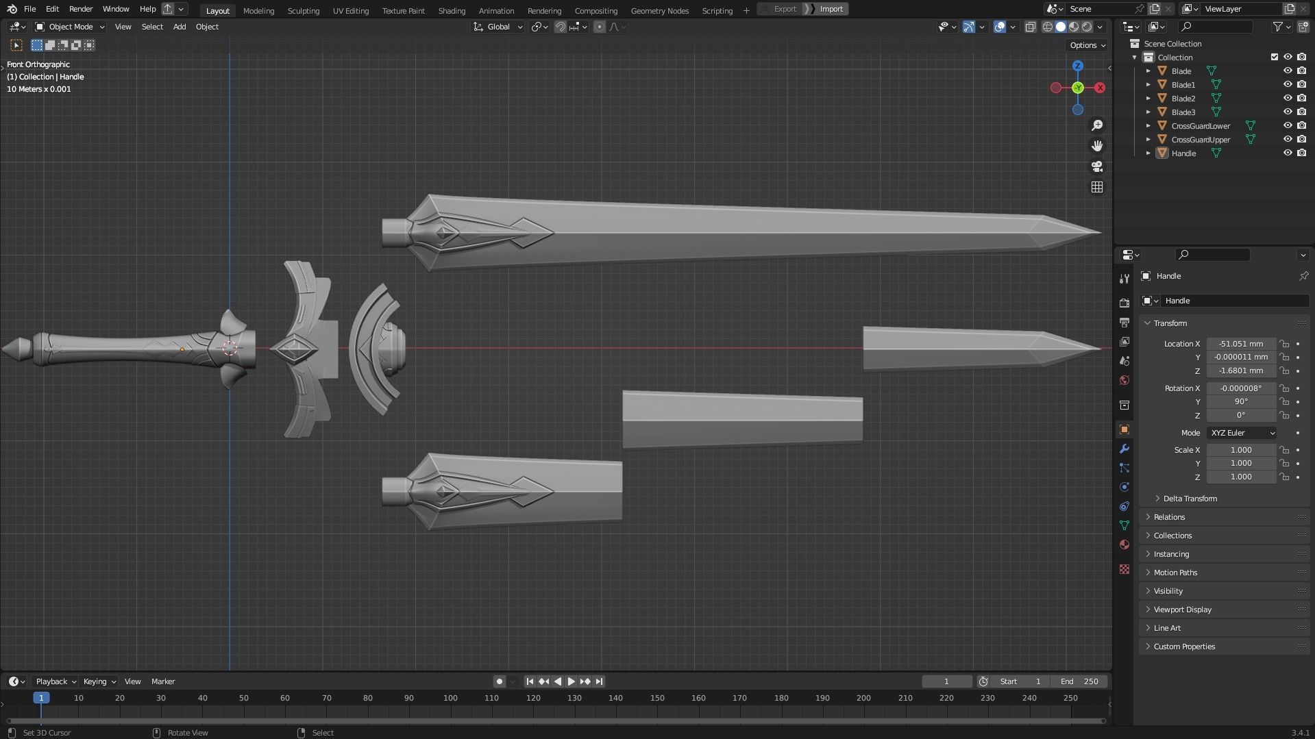 Genshin Impact Hardbinger of Dawn Sword for Cosplay 3D model 3D ...