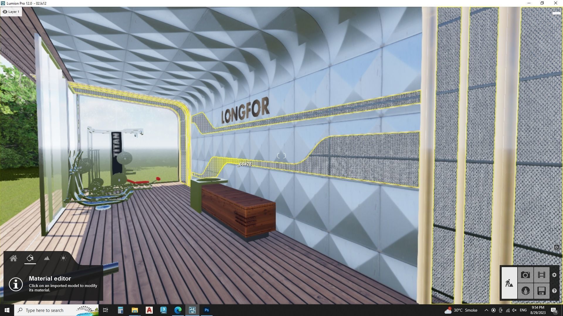 Outdoor gym area in glass conservatory 3D model | CGTrader