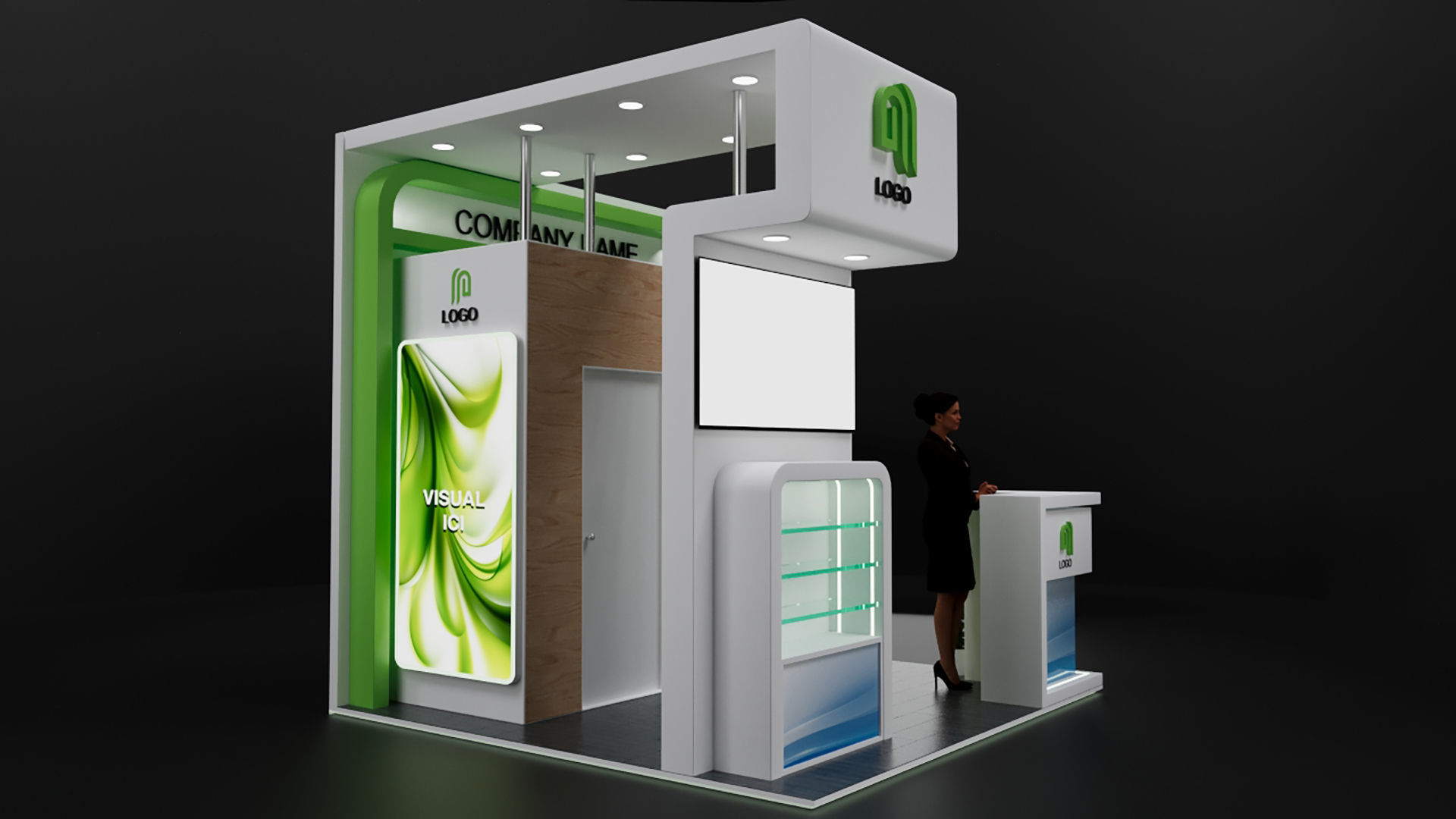 SMALL MODERN EXHIBITION STAND BOOTH 3Mx3M 3D model 3D model | CGTrader