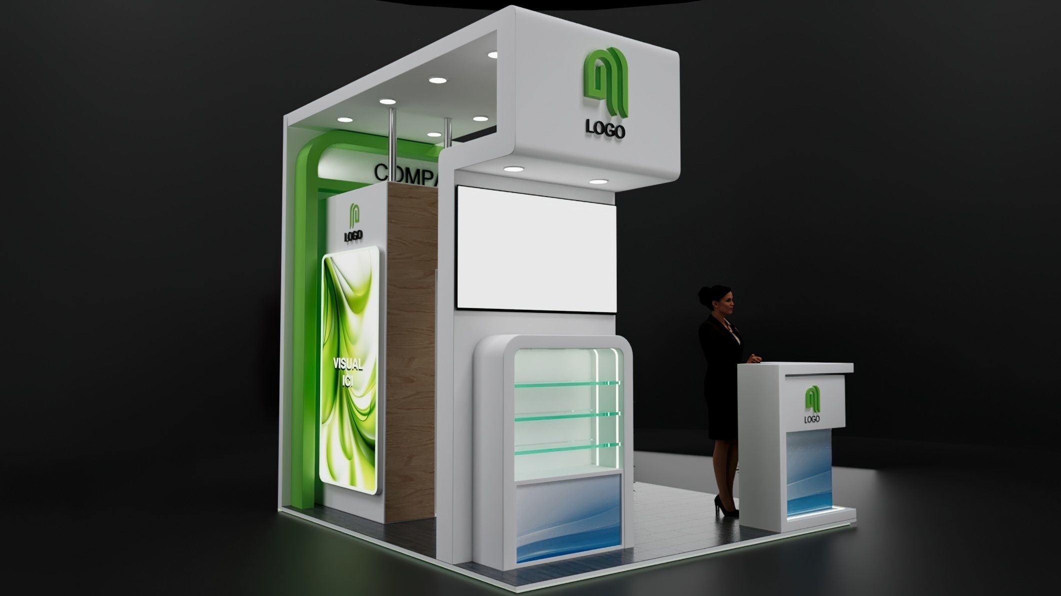 SMALL MODERN EXHIBITION STAND BOOTH 3Mx3M 3D model 3D model | CGTrader