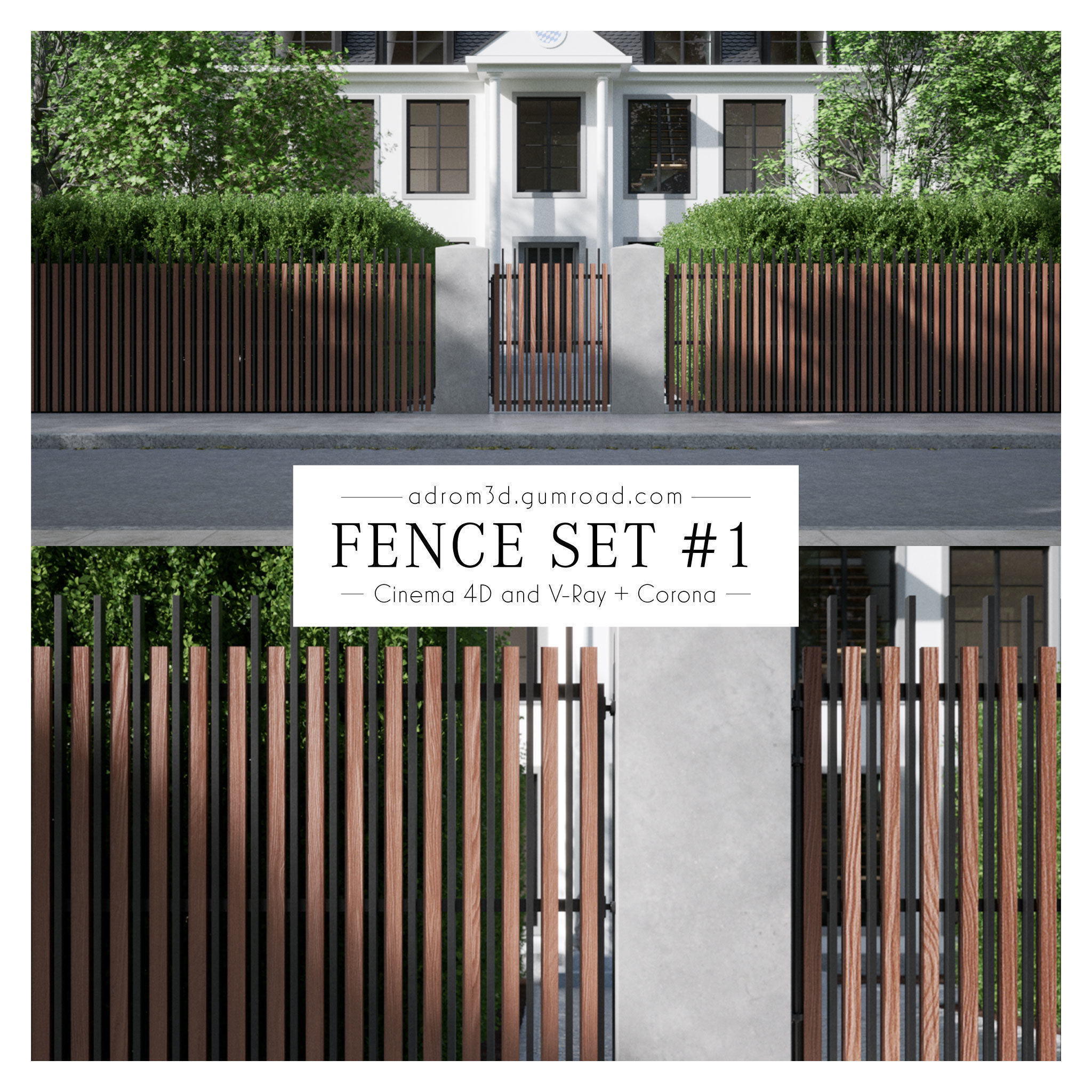 Fence set for Cinema 4D V-Ray and Corona 3D model | CGTrader