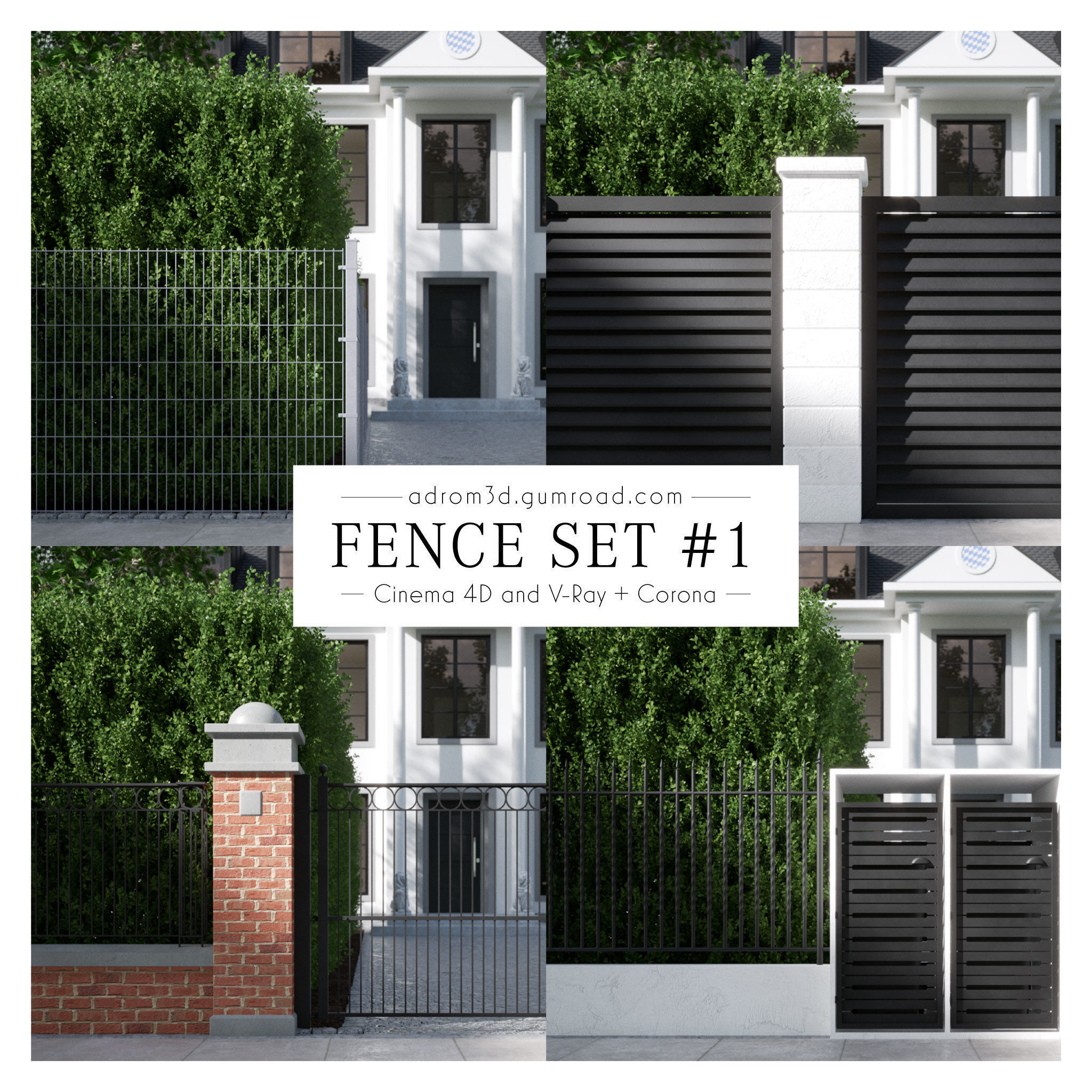 Fence set for Cinema 4D V-Ray and Corona 3D model | CGTrader
