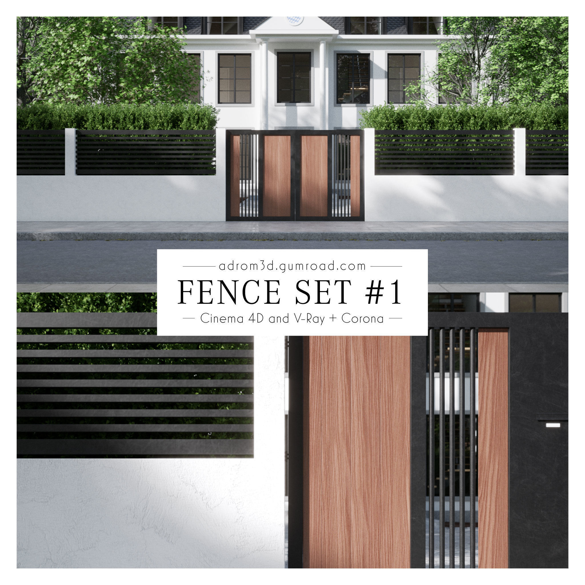 Fence set for Cinema 4D V-Ray and Corona 3D model | CGTrader