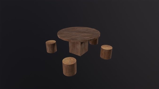 3D model Round Table with Seats 3D Model VR / AR / low-poly | CGTrader