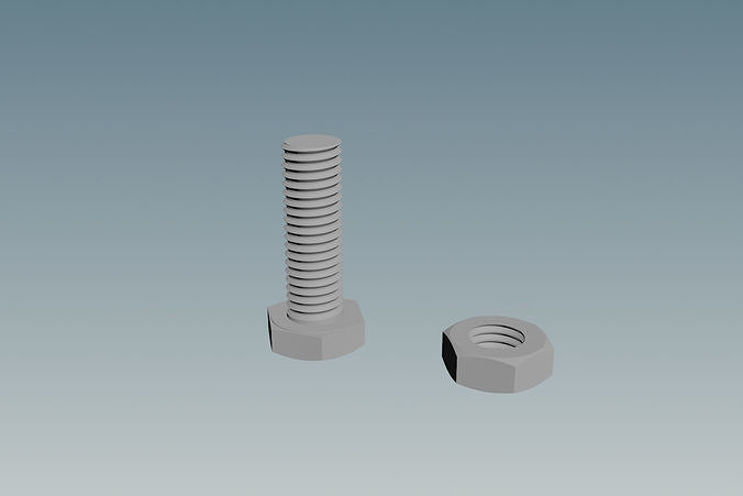 Screw with Nut M8X1-25 free 3D model | CGTrader