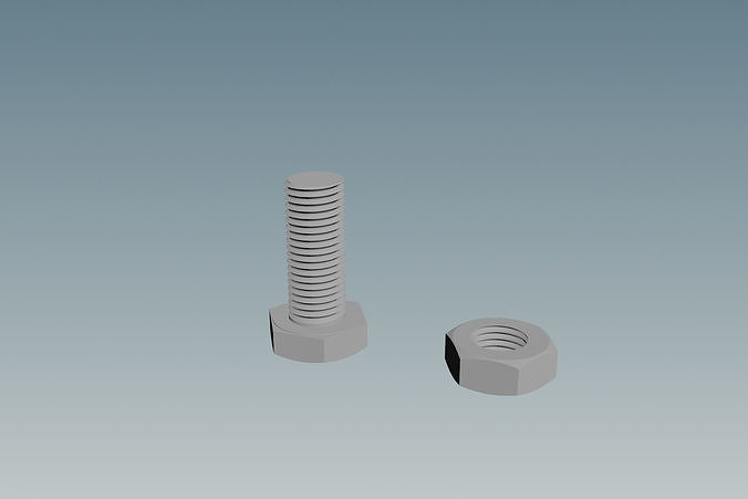 Screw with Nut M8X1-0 free 3D model | CGTrader