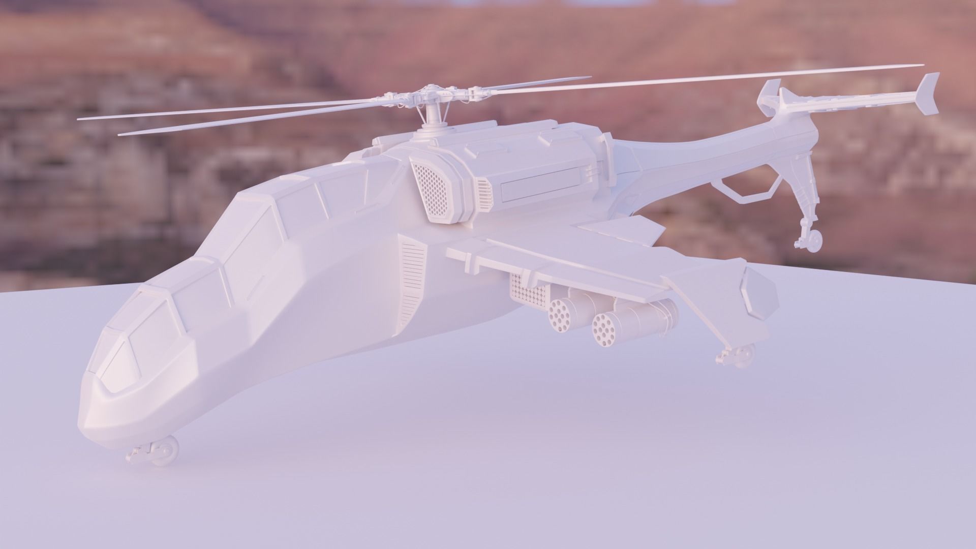 Generic Futuristic Attack Helicopter 3D Model 3D model rigged | CGTrader