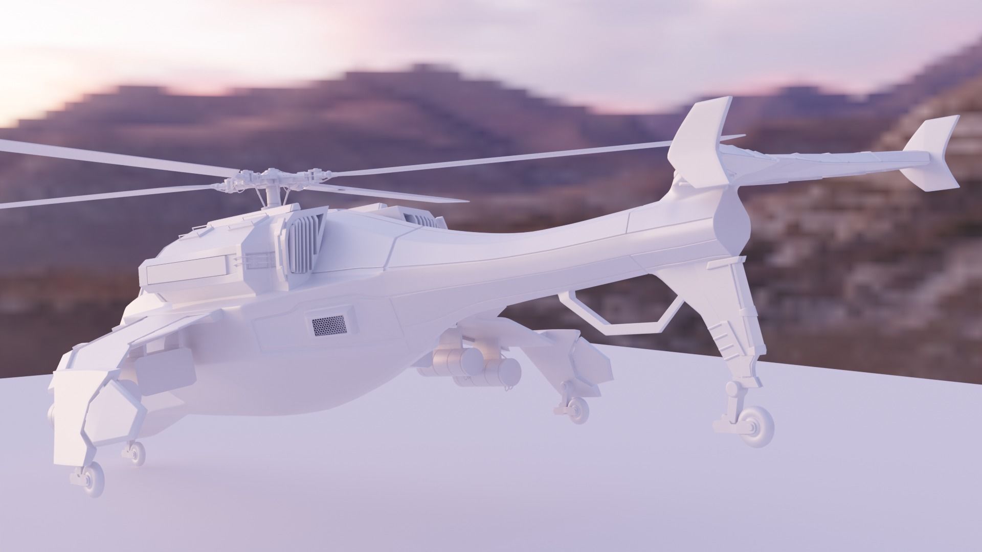 Generic Futuristic Attack Helicopter 3D Model 3D model rigged | CGTrader