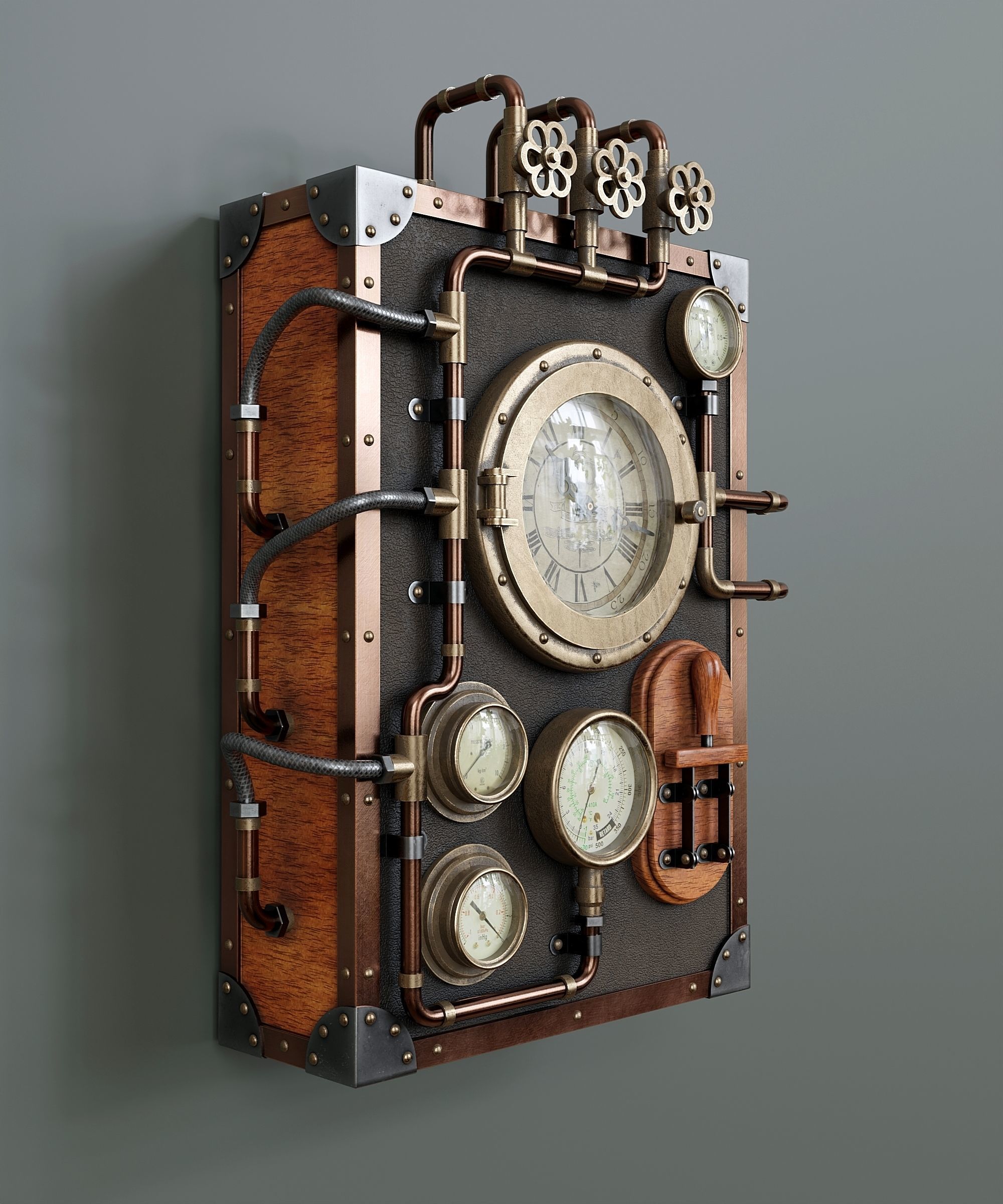 Steampunk wall clock 088 3D model | CGTrader