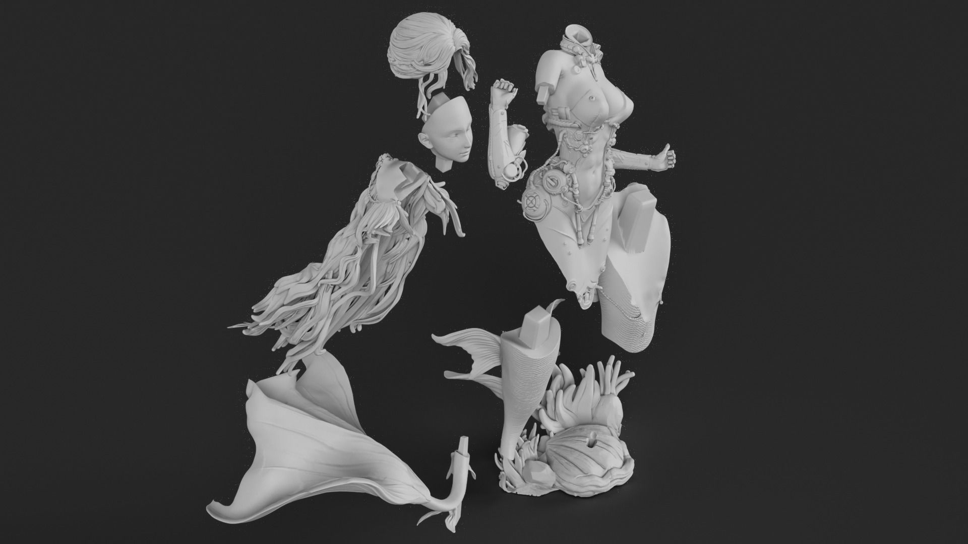 Sci-FI Mermaid - 3D print ready 3D model 3D printable | CGTrader