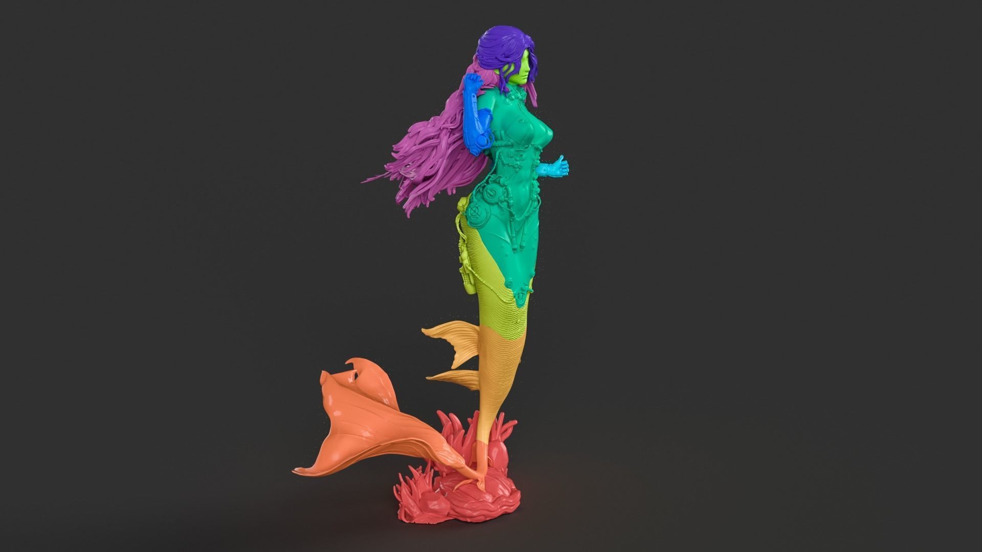 Sci-FI Mermaid - 3D print ready 3D model 3D printable | CGTrader