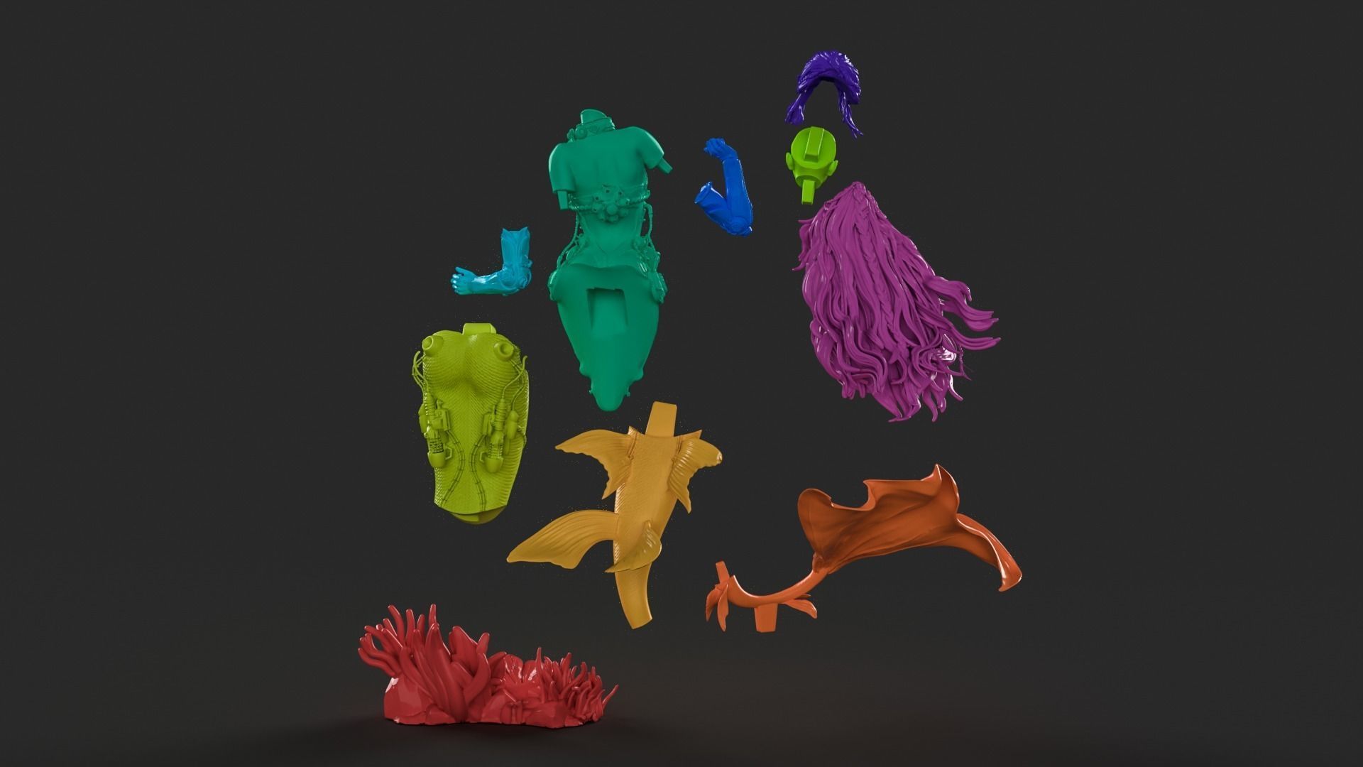 Sci-FI Mermaid - 3D print ready 3D model 3D printable | CGTrader