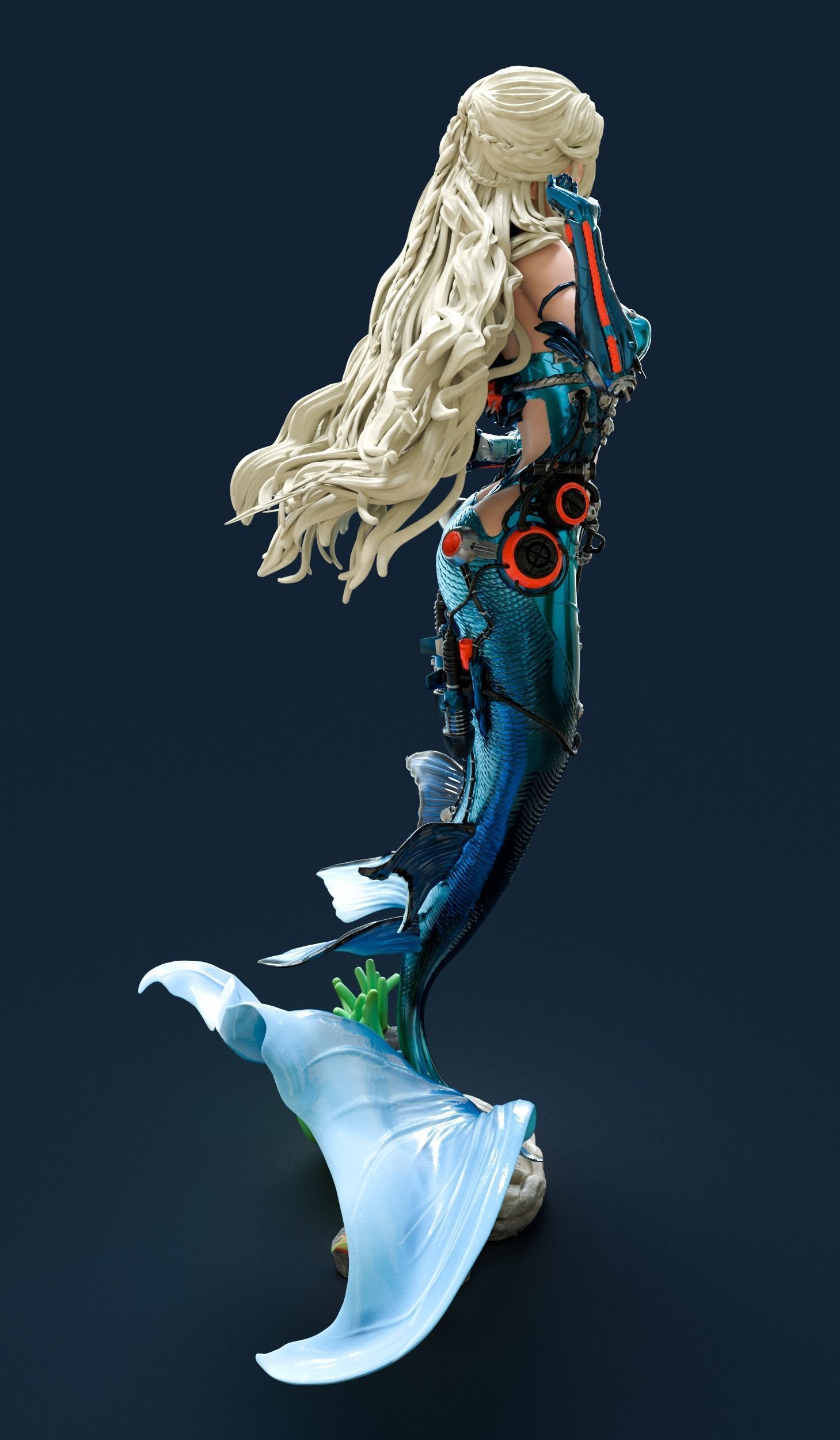 Sci-FI Mermaid - 3D print ready 3D model 3D printable | CGTrader
